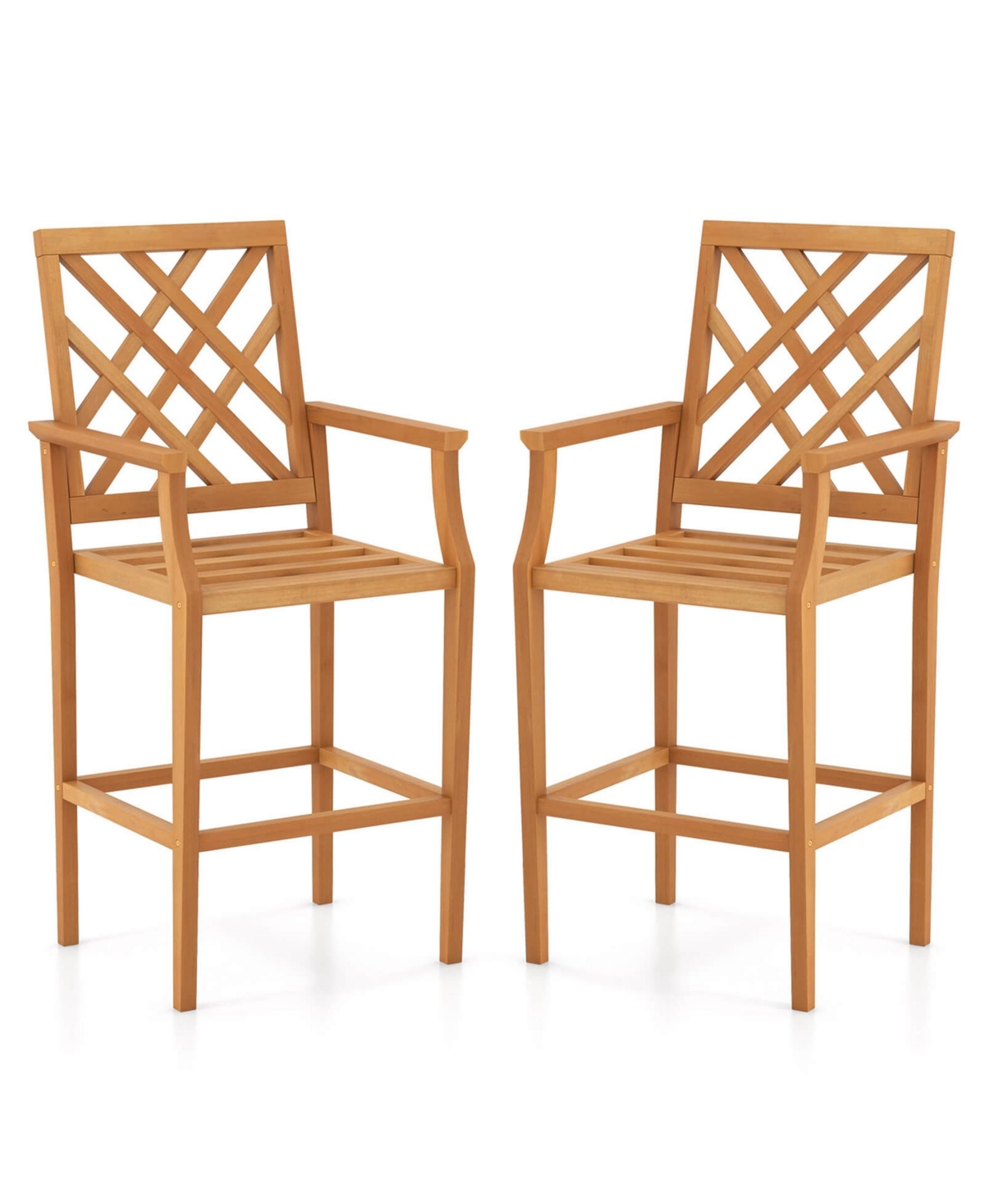 Click here for Costway Patio Teak Wood Bar Stool with Ergonomic B... prices