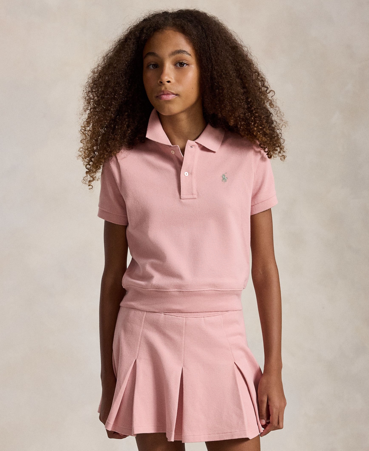 Click here for Polo Ralph Lauren Girls 7-16 Stretch Mesh Boxy Pol... prices