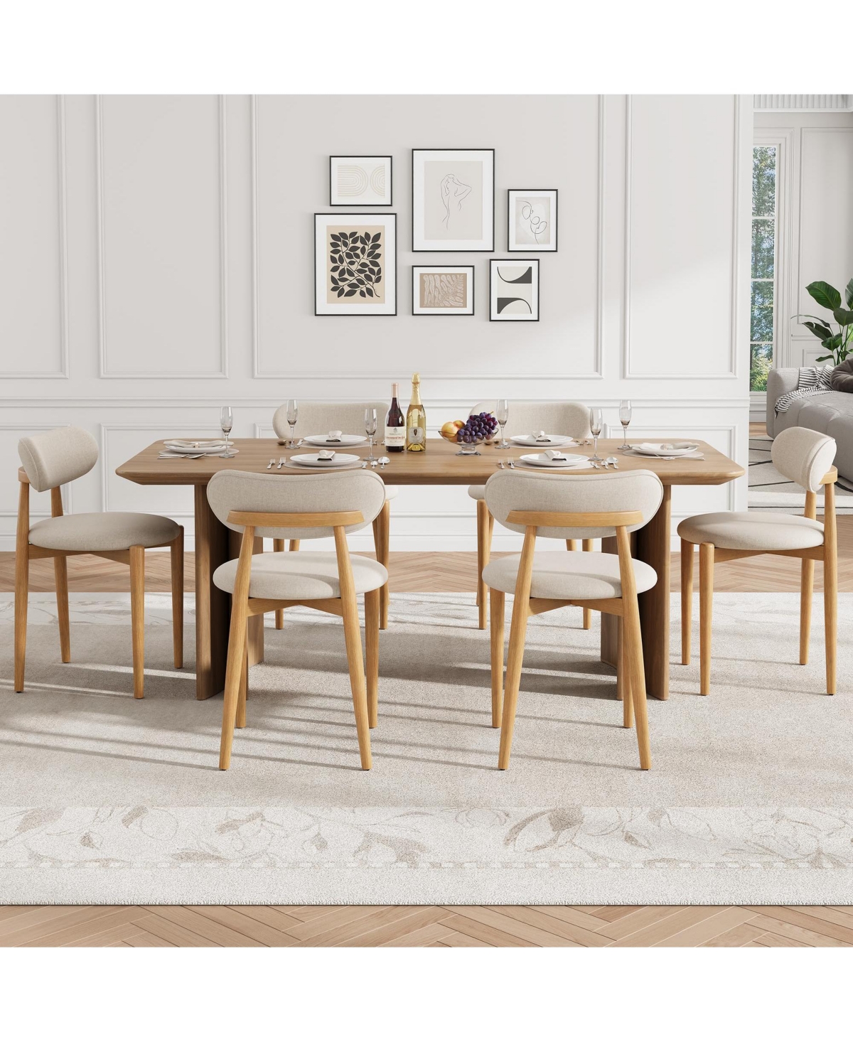 Click here for gaomon Wooden Dining Chairs Set of 6 - Modern Fabr... prices