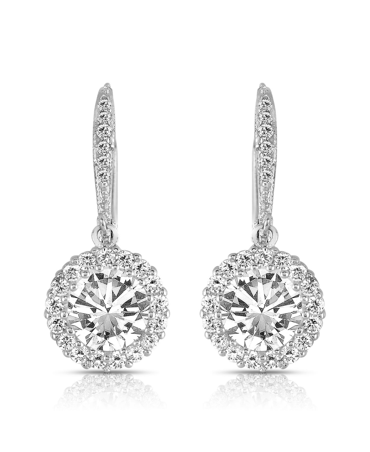 Click here for Sparkling Halo Circle Drop Earrings in Sterling Si... prices