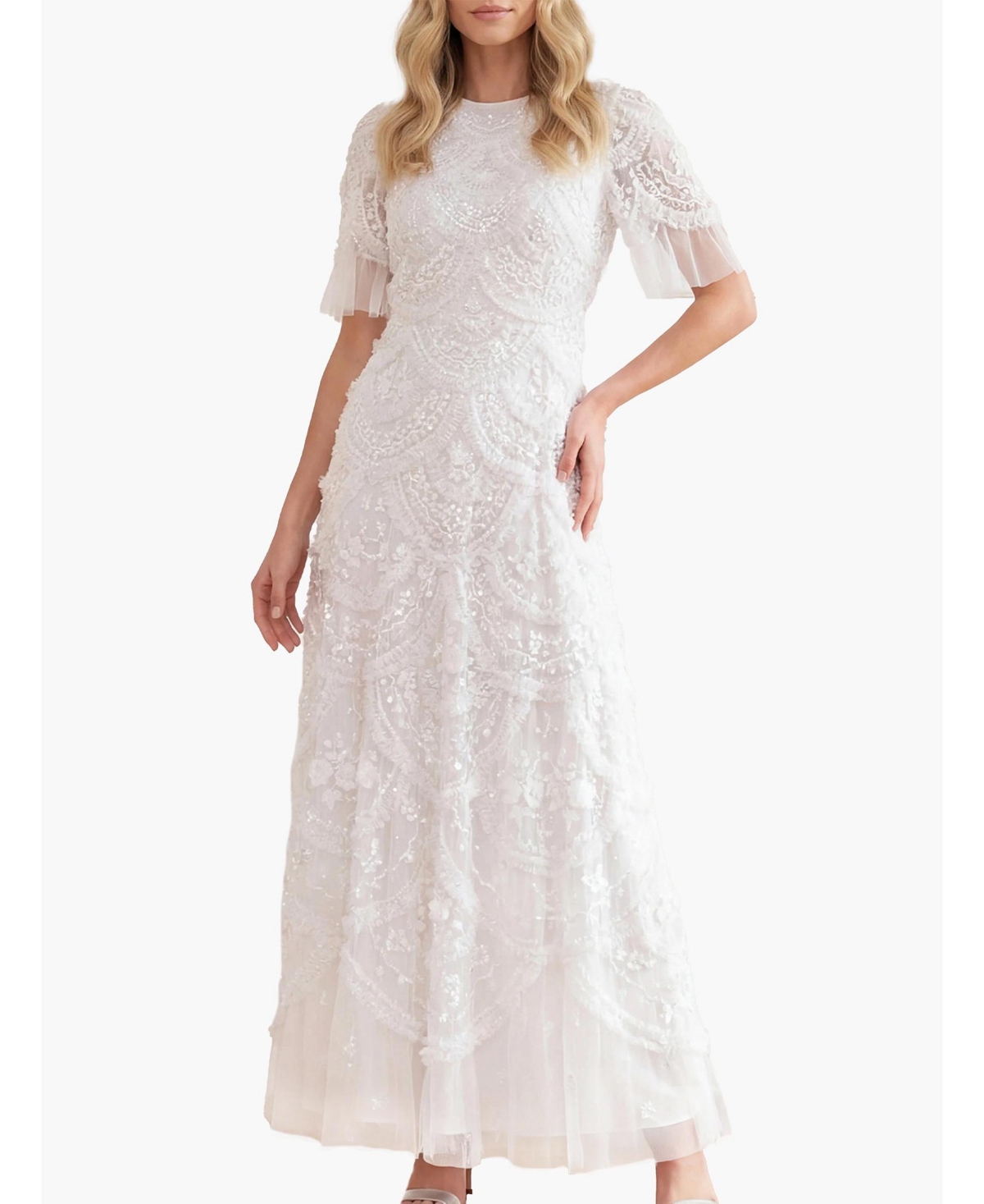 Click here for Needle & Thread Womens Carmen Ruffle Maxi Dress -... prices