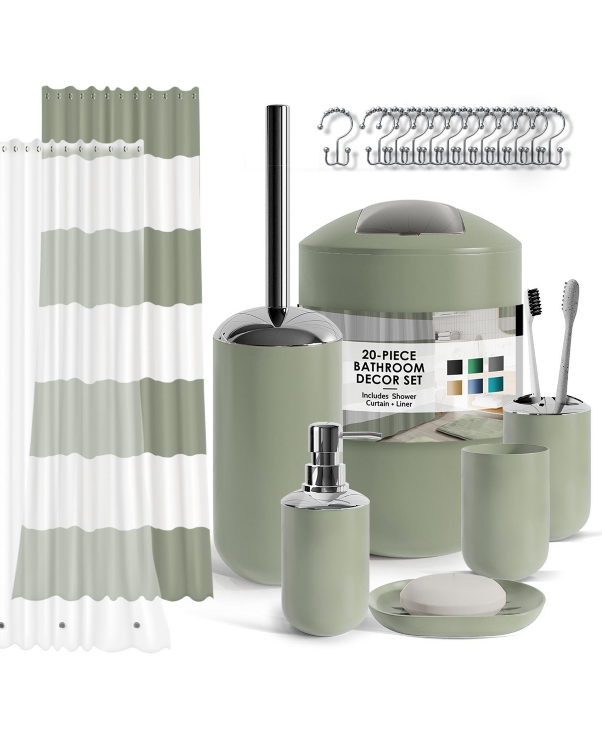 Click here for 9 Piece Complete Bathroom Set - Sage green prices
