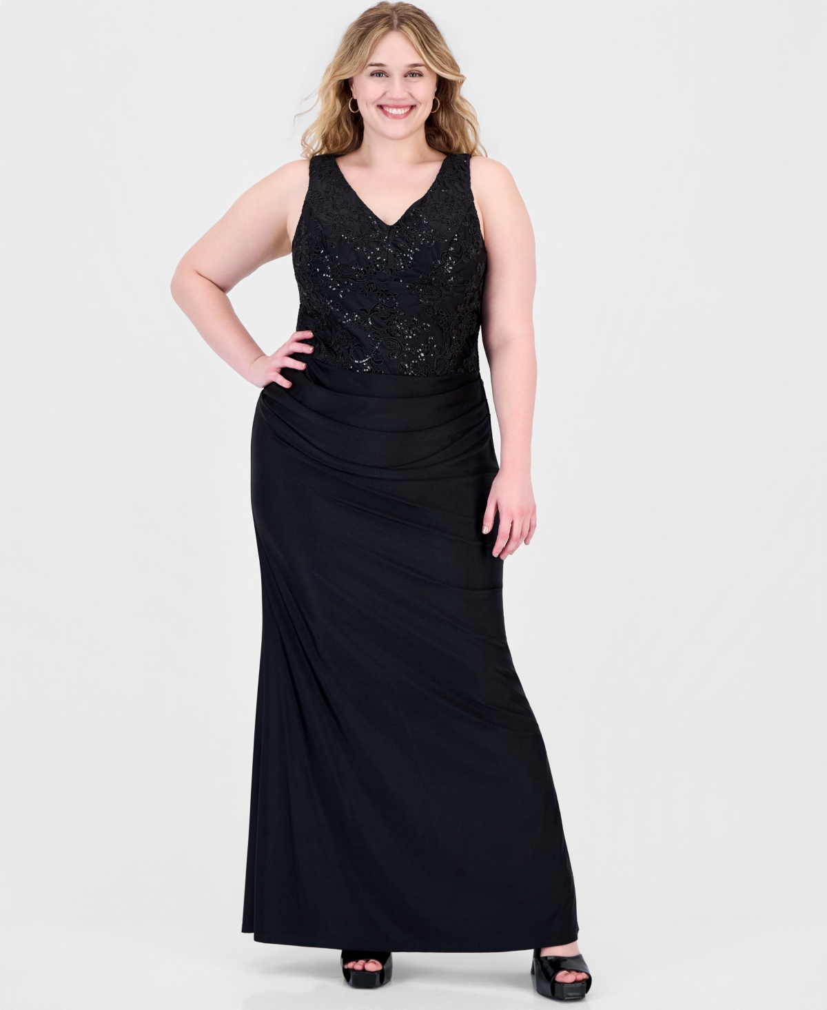 Click here for City Studios Plus Size Sleeveless V-Neck Sequin Go... prices