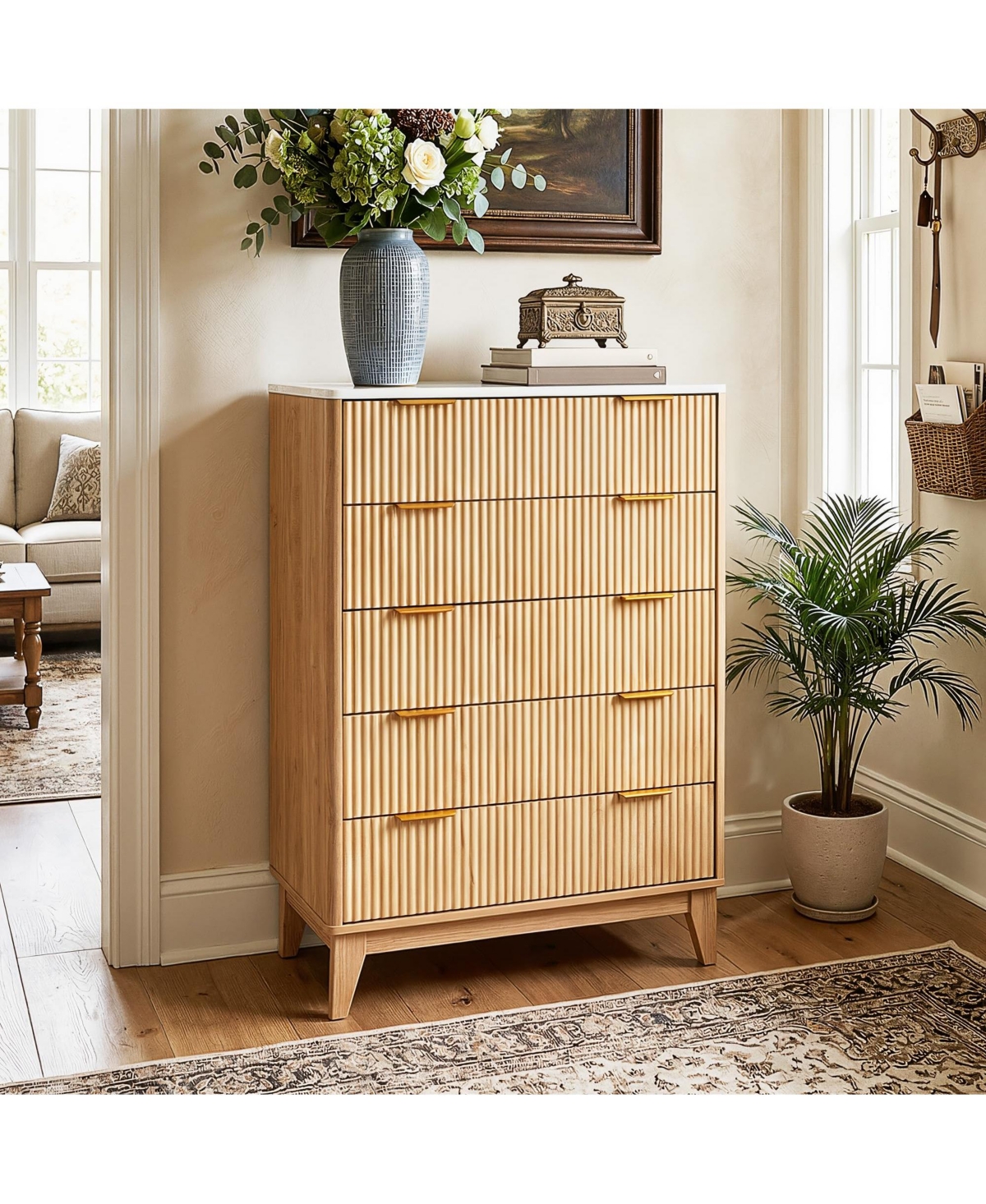 Click here for gaomon Fluted 5 Drawer Dresser for Bedroom  Modern... prices