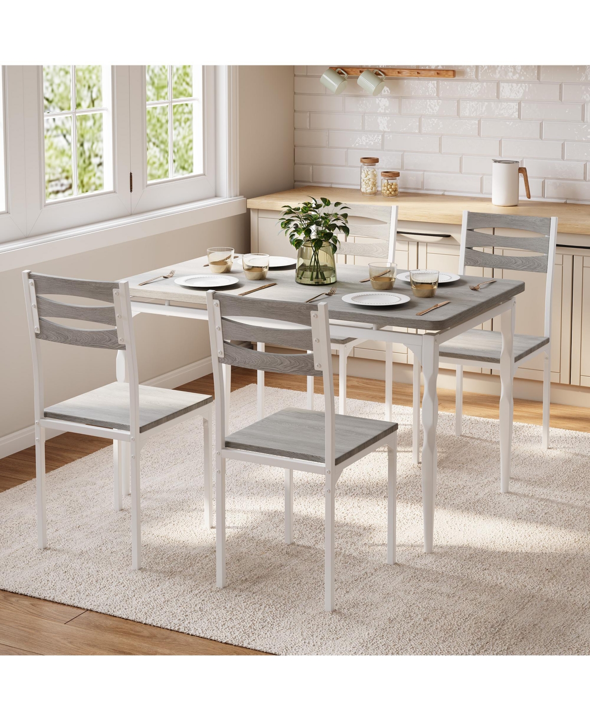 Click here for homfan Dining Table Set of 5  Wooden Kitchen Table... prices