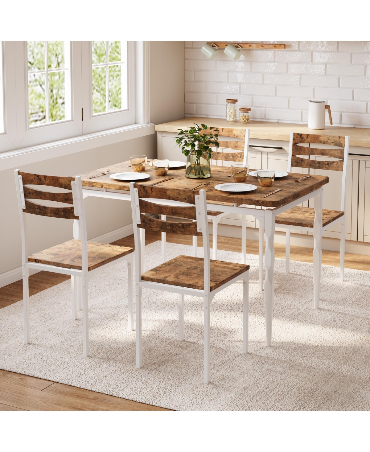 Click here for homfan Dining Table Set of 5  Wooden Kitchen Table... prices