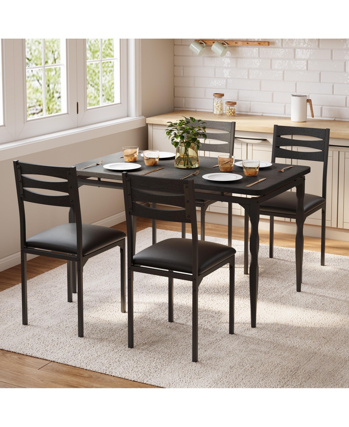 Click here for homfan Dining Table Set of 5  Wooden Kitchen Table... prices