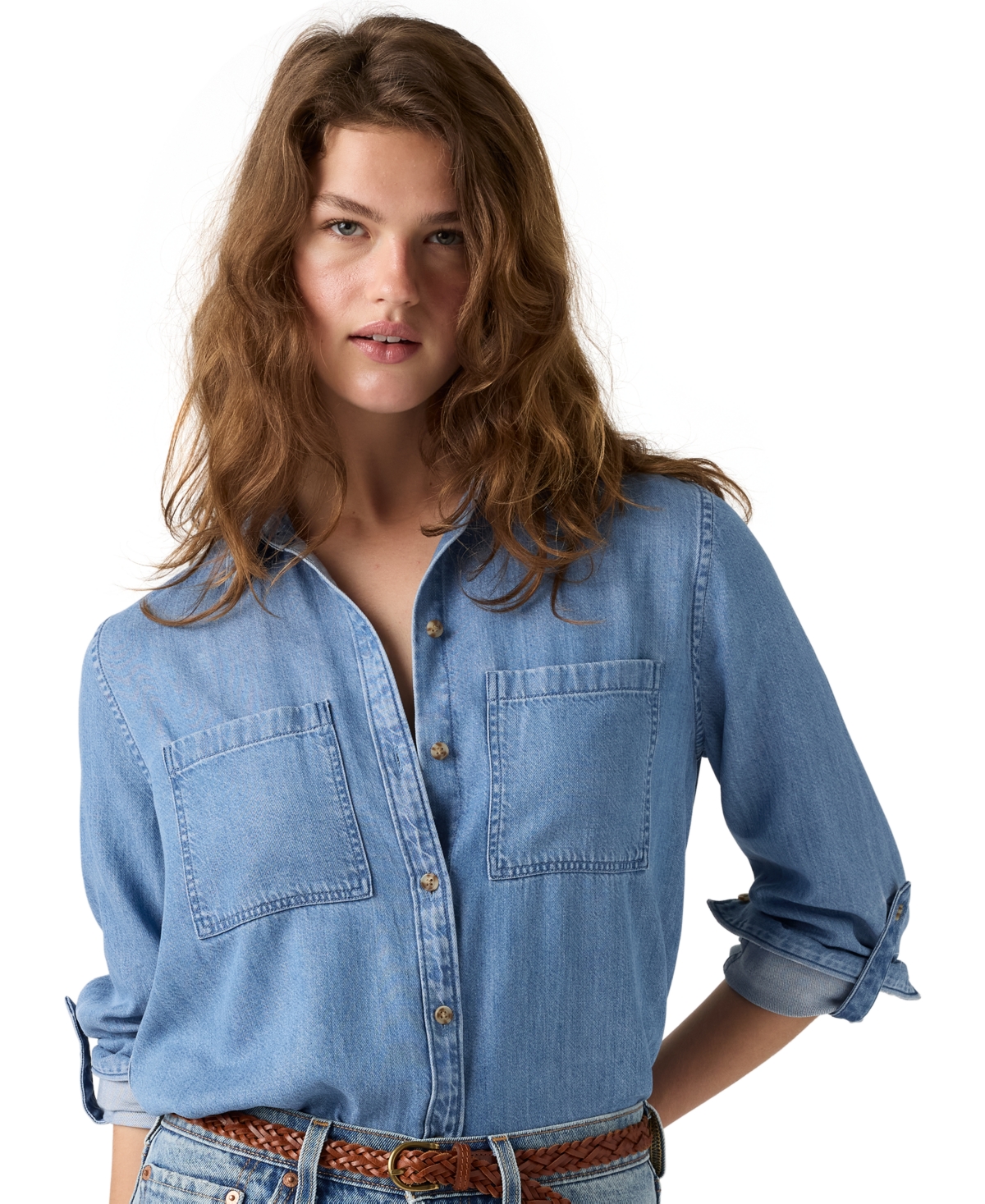 Click here for Levis Womens Utility Long-Sleeve Denim Shirt - Mid... prices