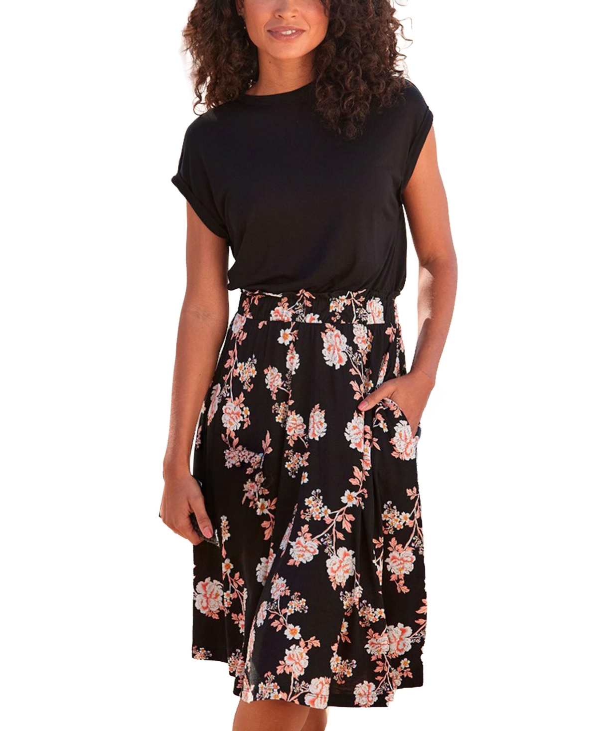 Click here for Lascana Womens 2 In 1 Look Dress - Black printed prices