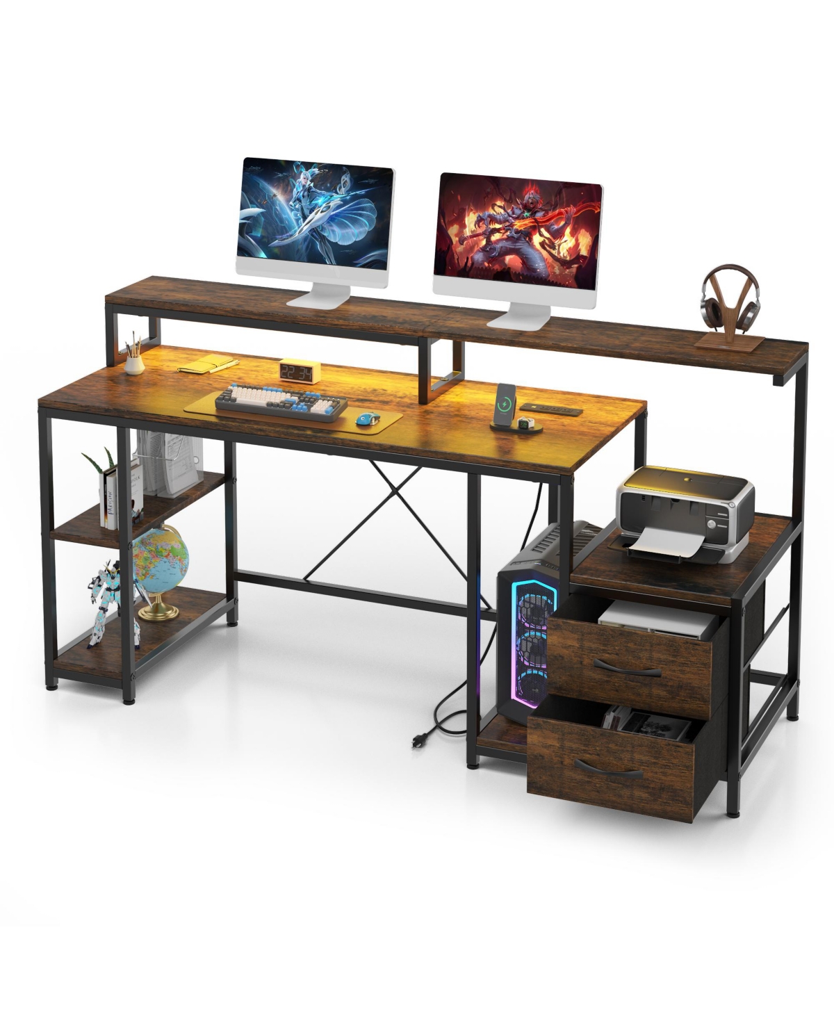 Click here for homfan Computer Gaming Desk with File Drawers  63... prices