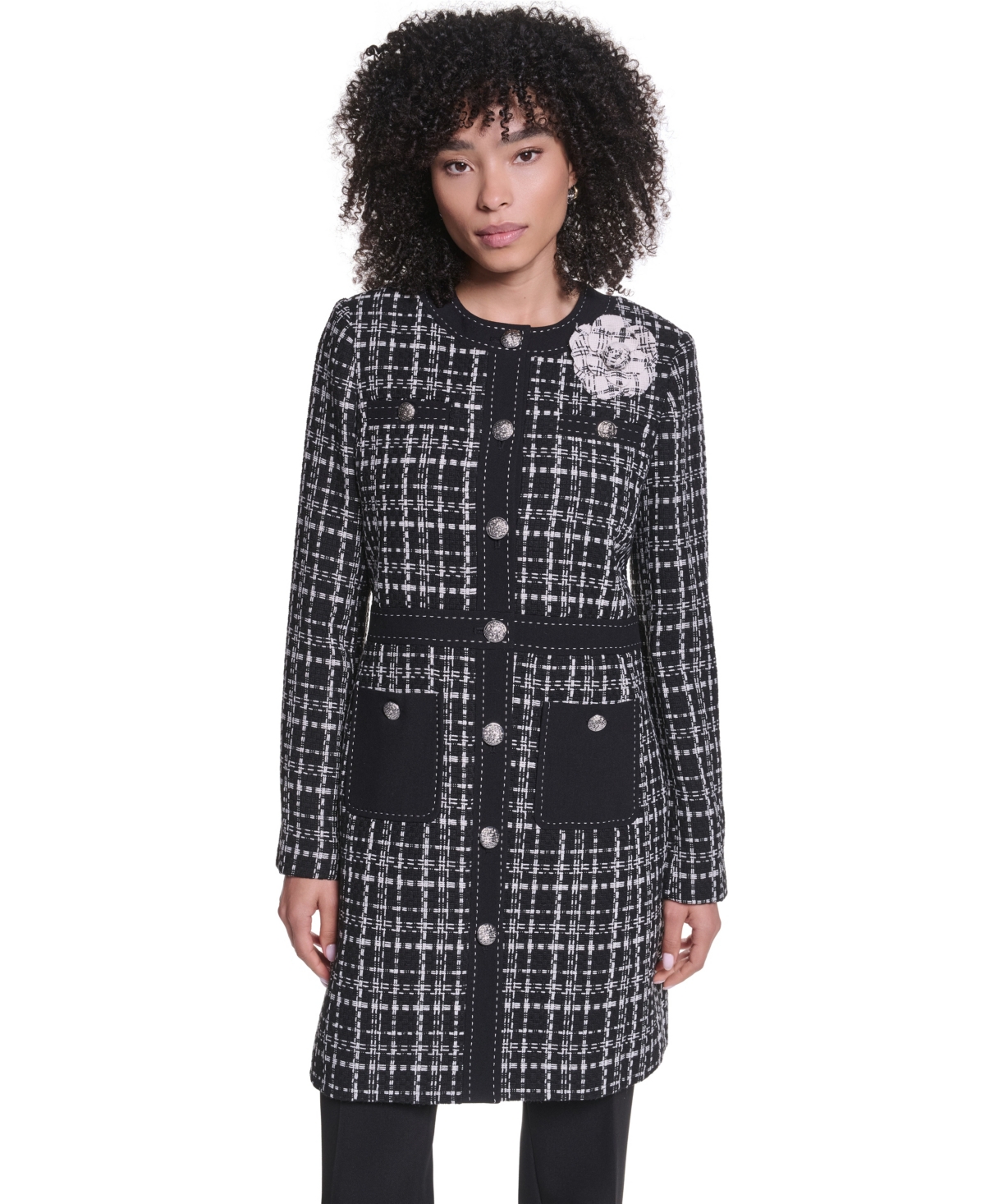 Click here for Karl Lagerfeld Paris Womens Round Neck Seven-Butto... prices