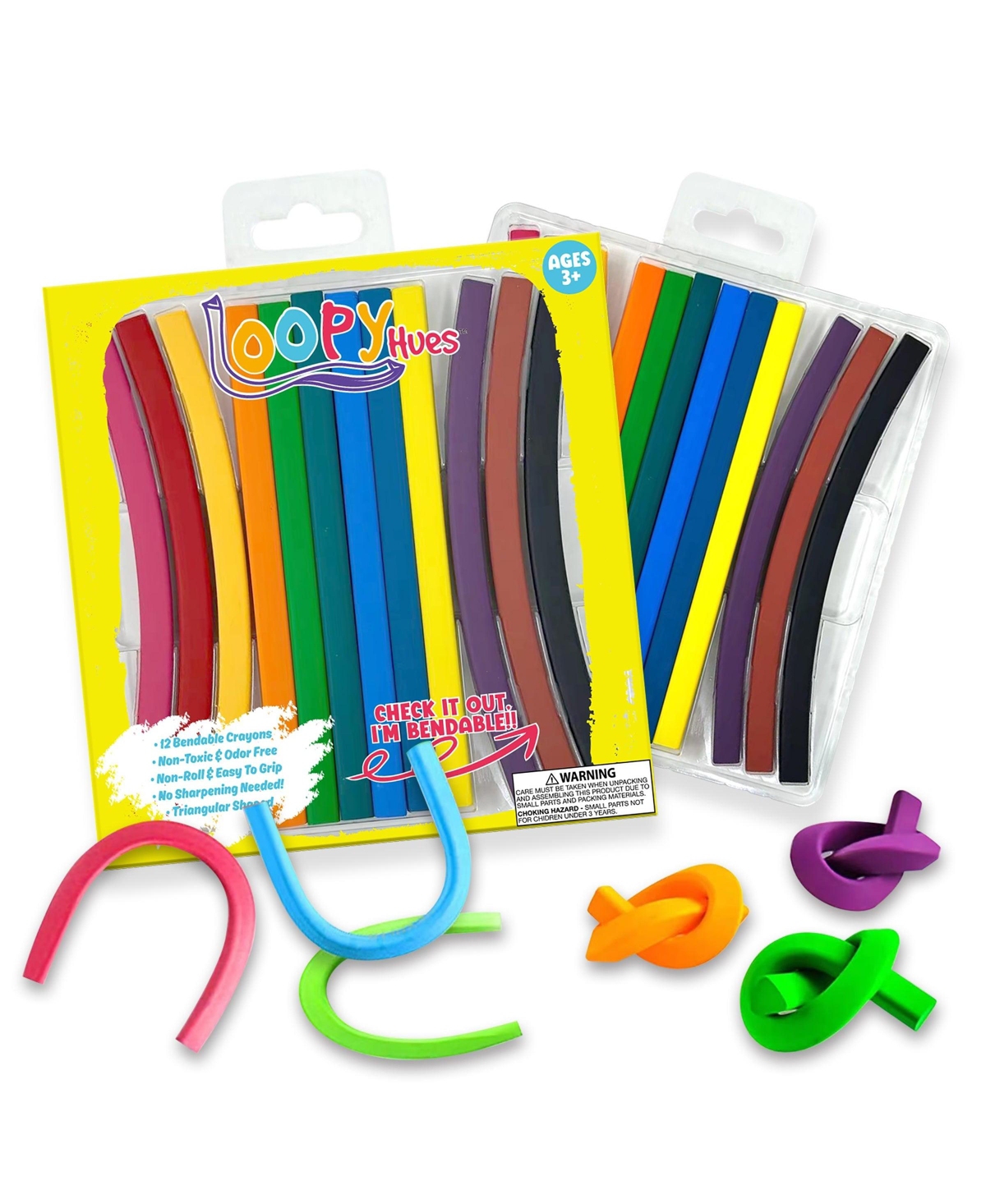 Click here for Loopy Hues Bendable and 3D Shaped Crayons - 12 pac... prices