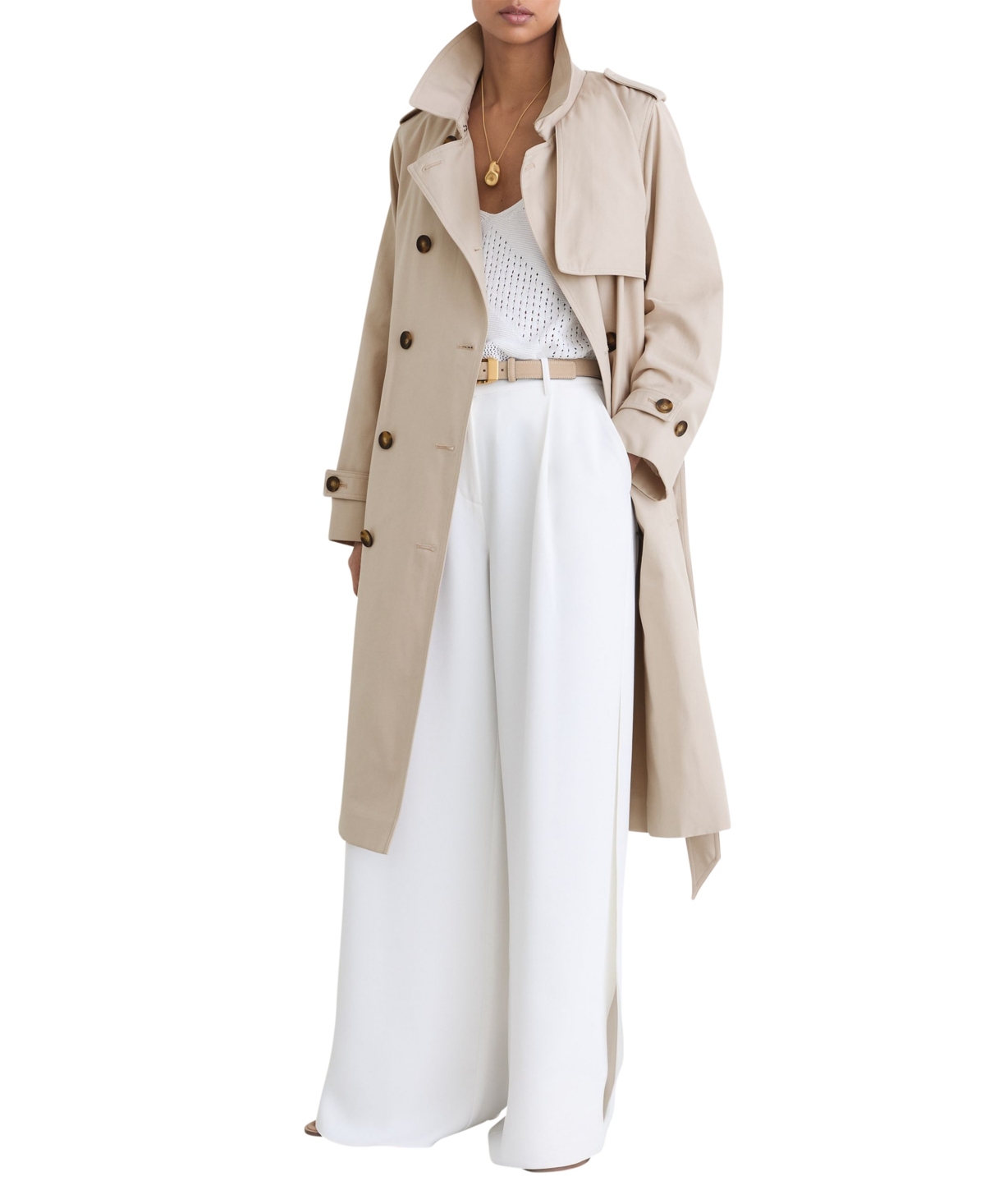 Click here for Reiss Petite Azura Hooded Double-Breasted Trench C... prices