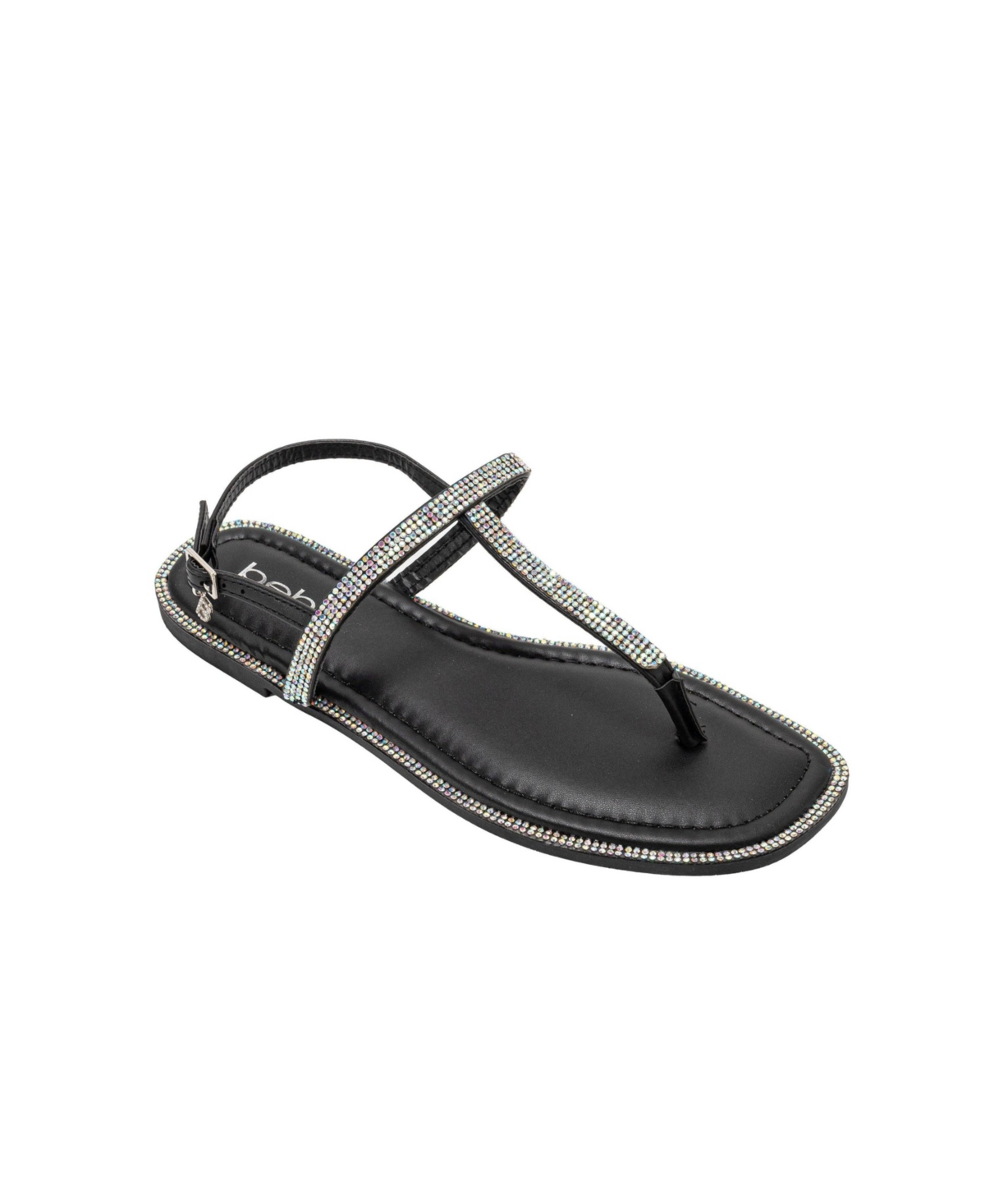 Click here for bebe Women s Rhinestone T-Strap Sandals - Flat Tho... prices