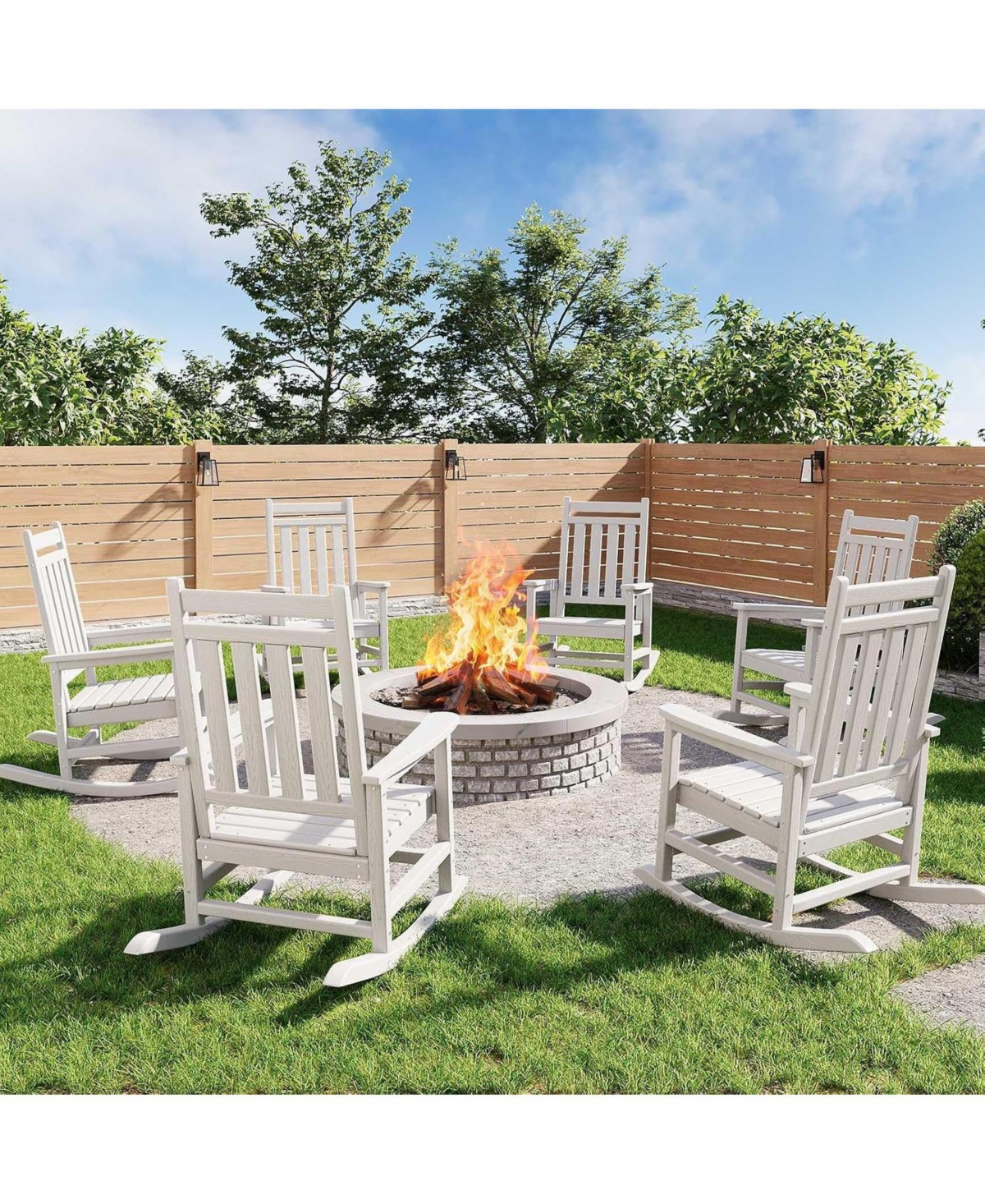 Click here for GarveeLife Set of 6 Outdoor Poly Rocking Chairs  H... prices