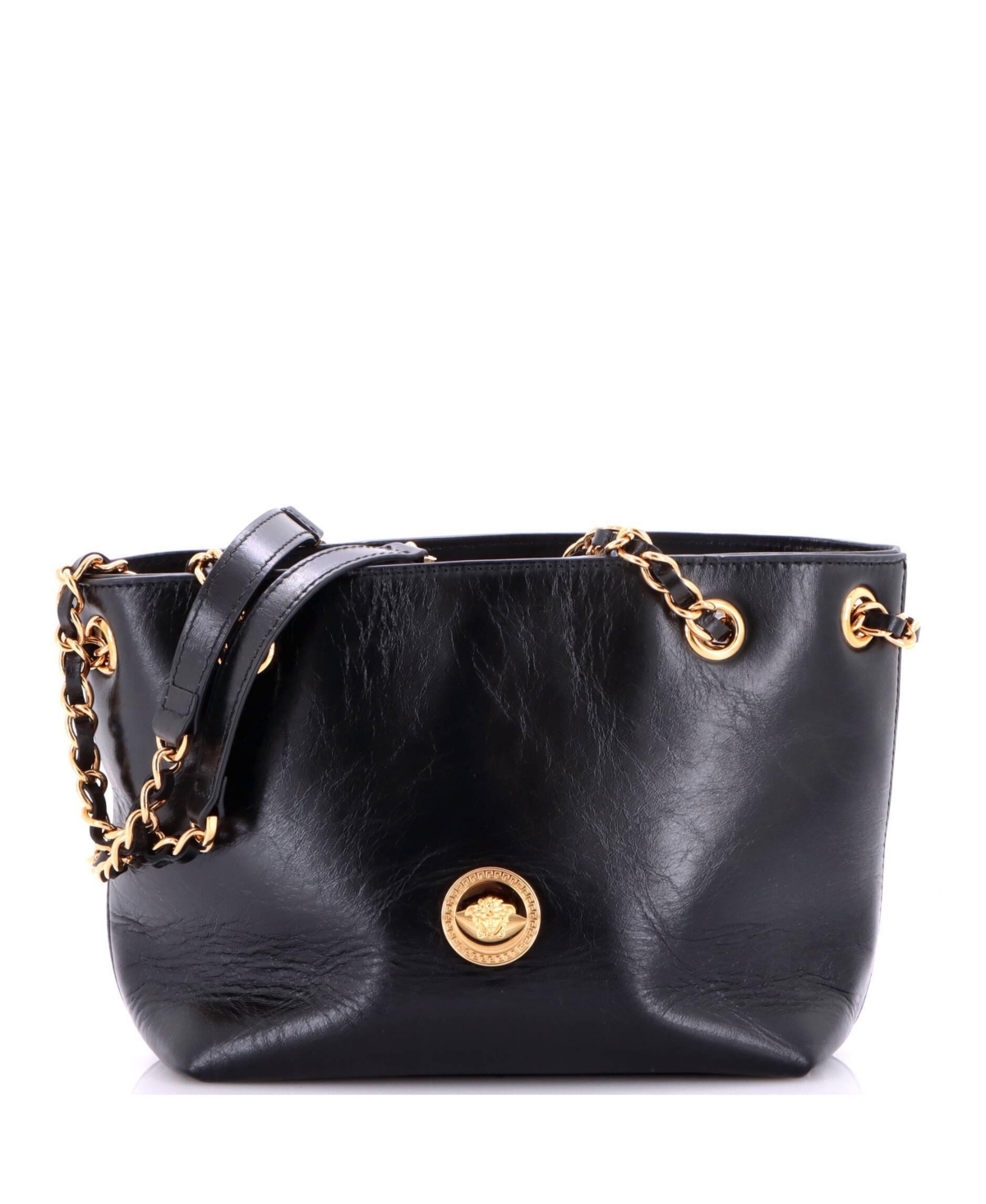 Click here for Pre-Owned Versace Mini Medusa Icon Chain Tote Leat... prices
