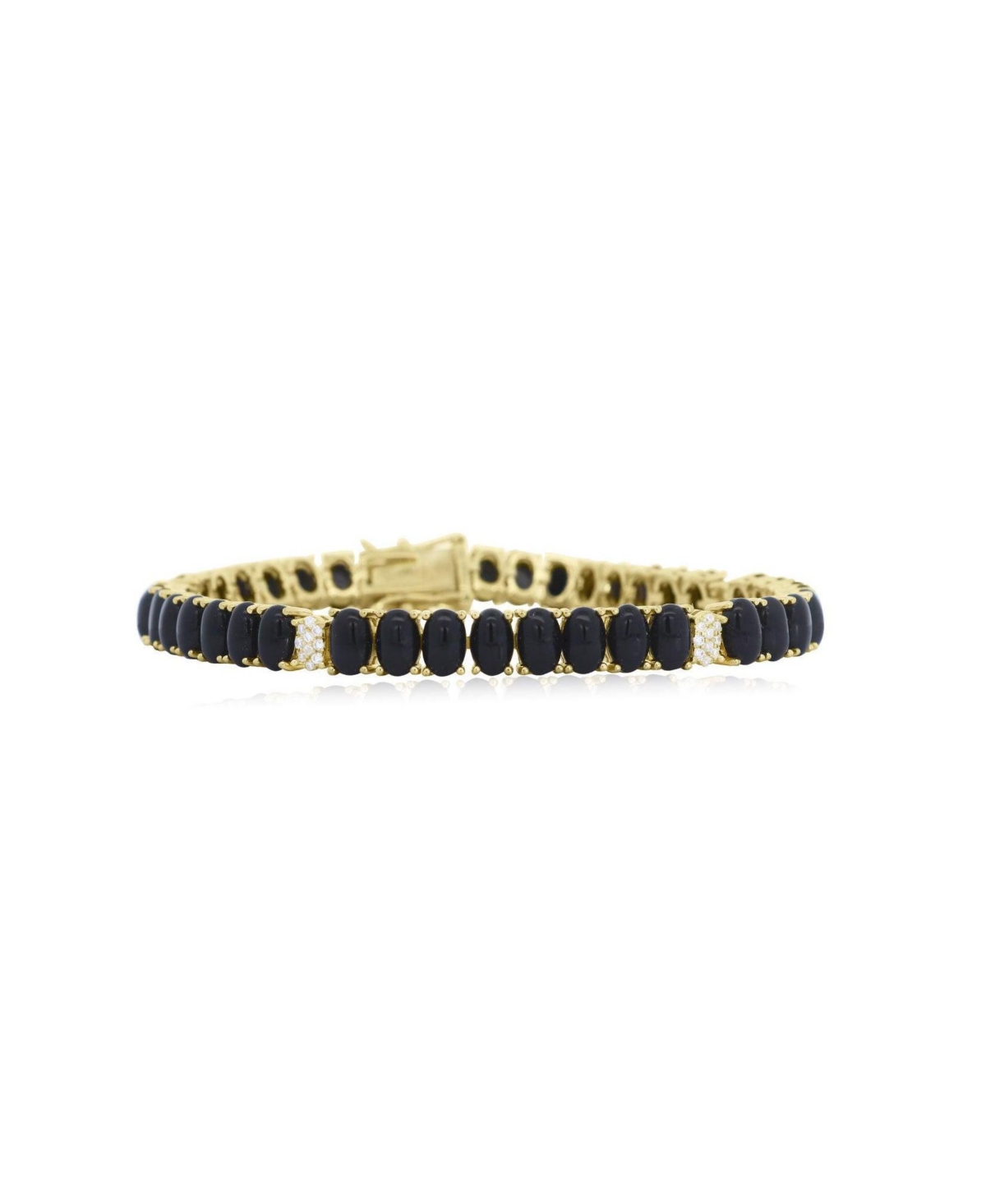 Click here for The Lovery Oval Onyx Cz Tennis Bracelet 14K Gold-P... prices