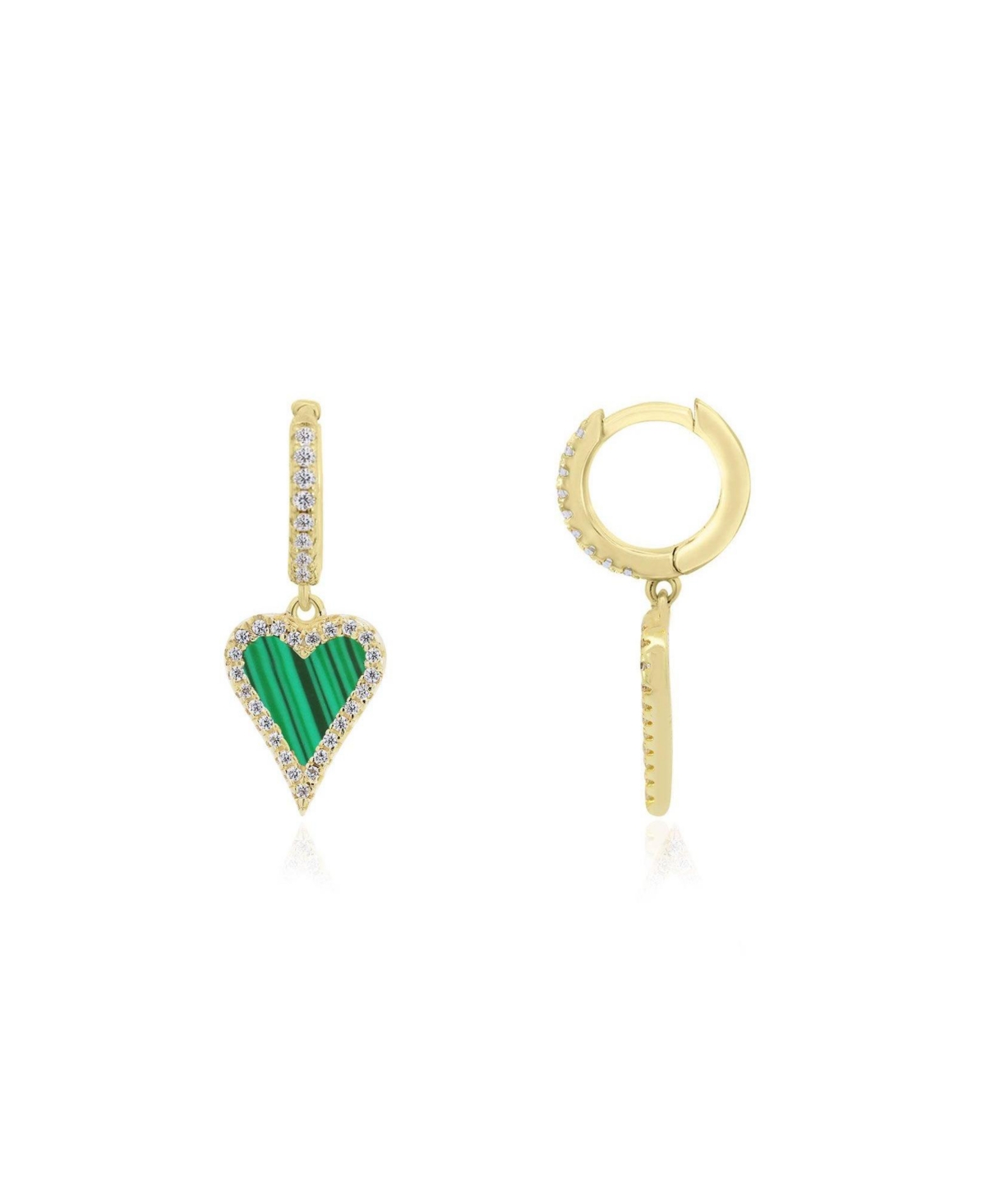 Click here for The Lovery Mini Malachite Cz Halo Heart Dangle Ear... prices