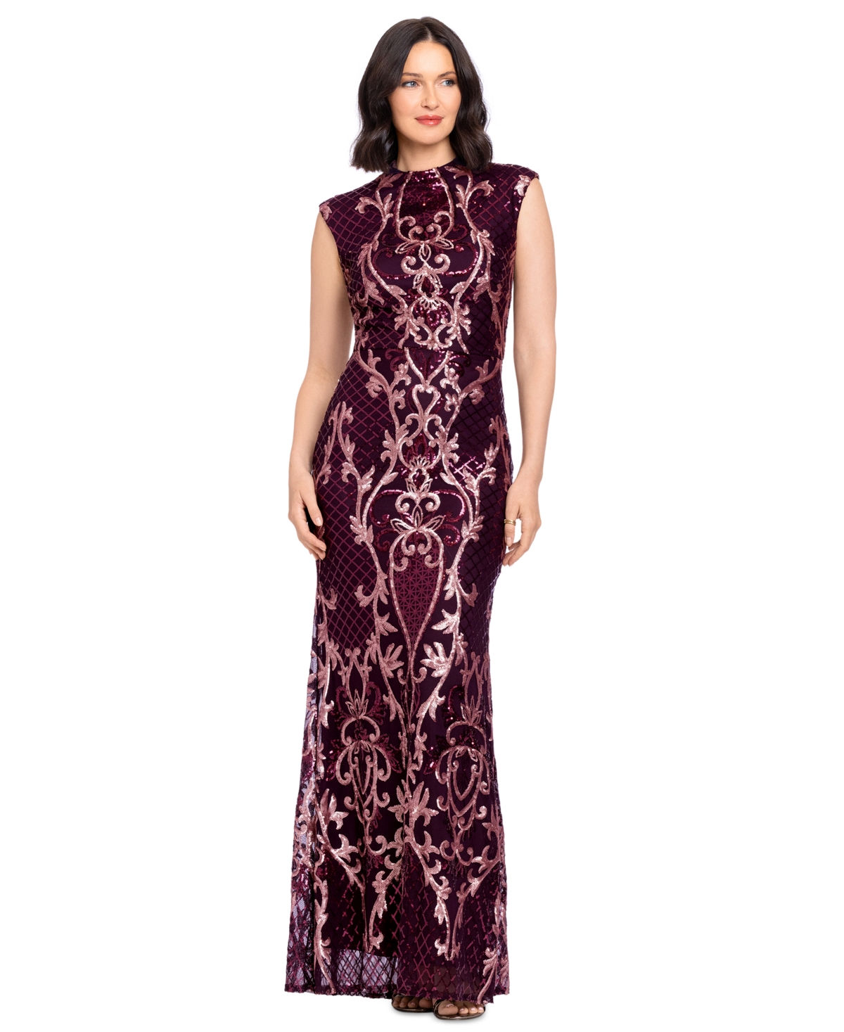 Click here for B&A By Betsy and Adam Petite Sequin Mock Neck Maxi... prices