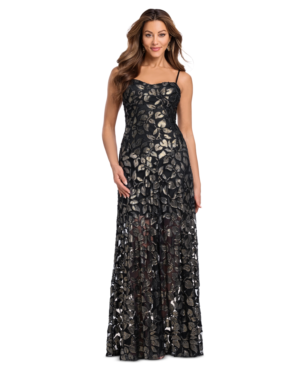 Click here for Betsy & Adam Womens Sweetheart Neck Gown - Black/G... prices
