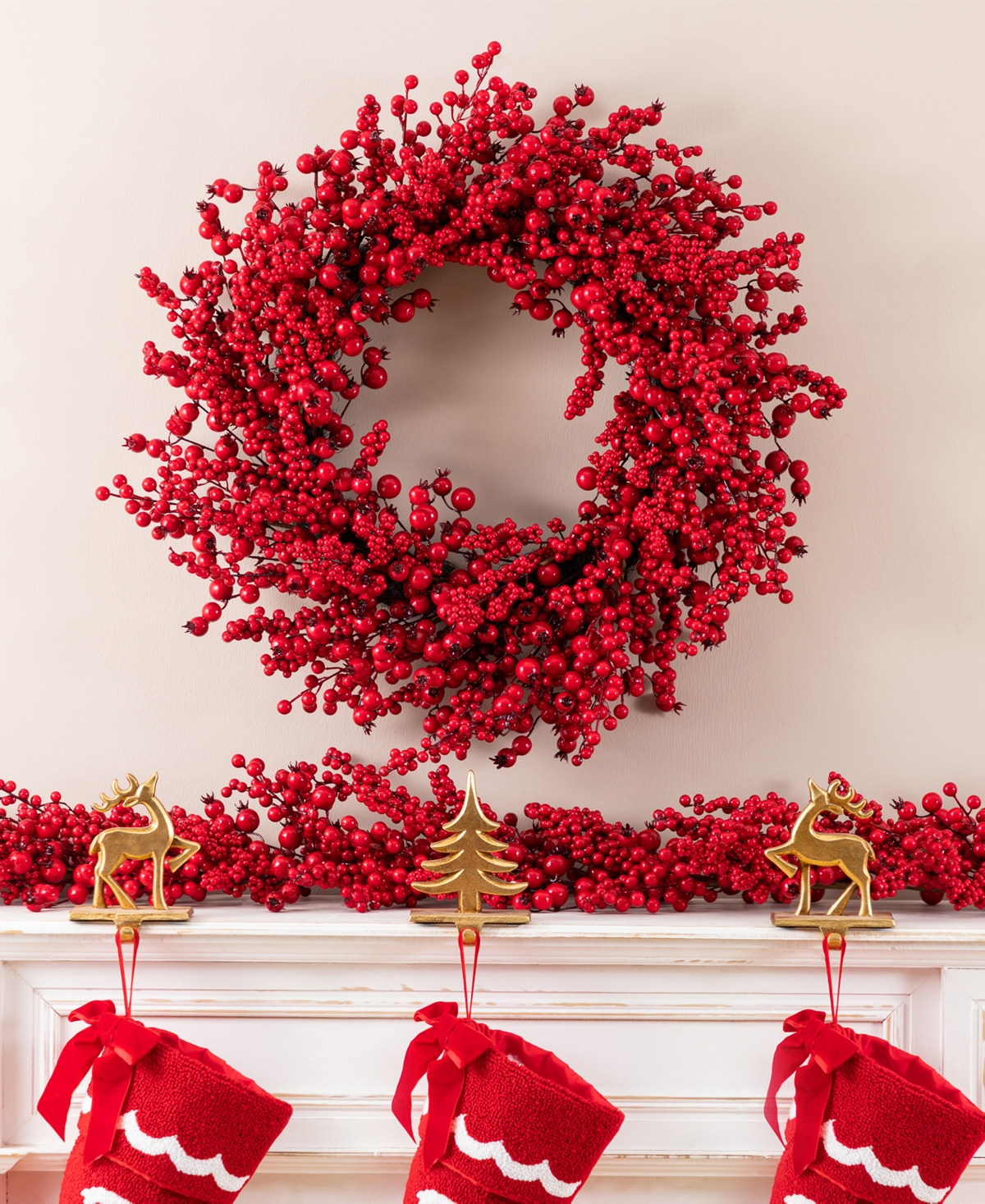 Click here for Glitzhome 28 Christmas Full Berry Wreath - Red prices