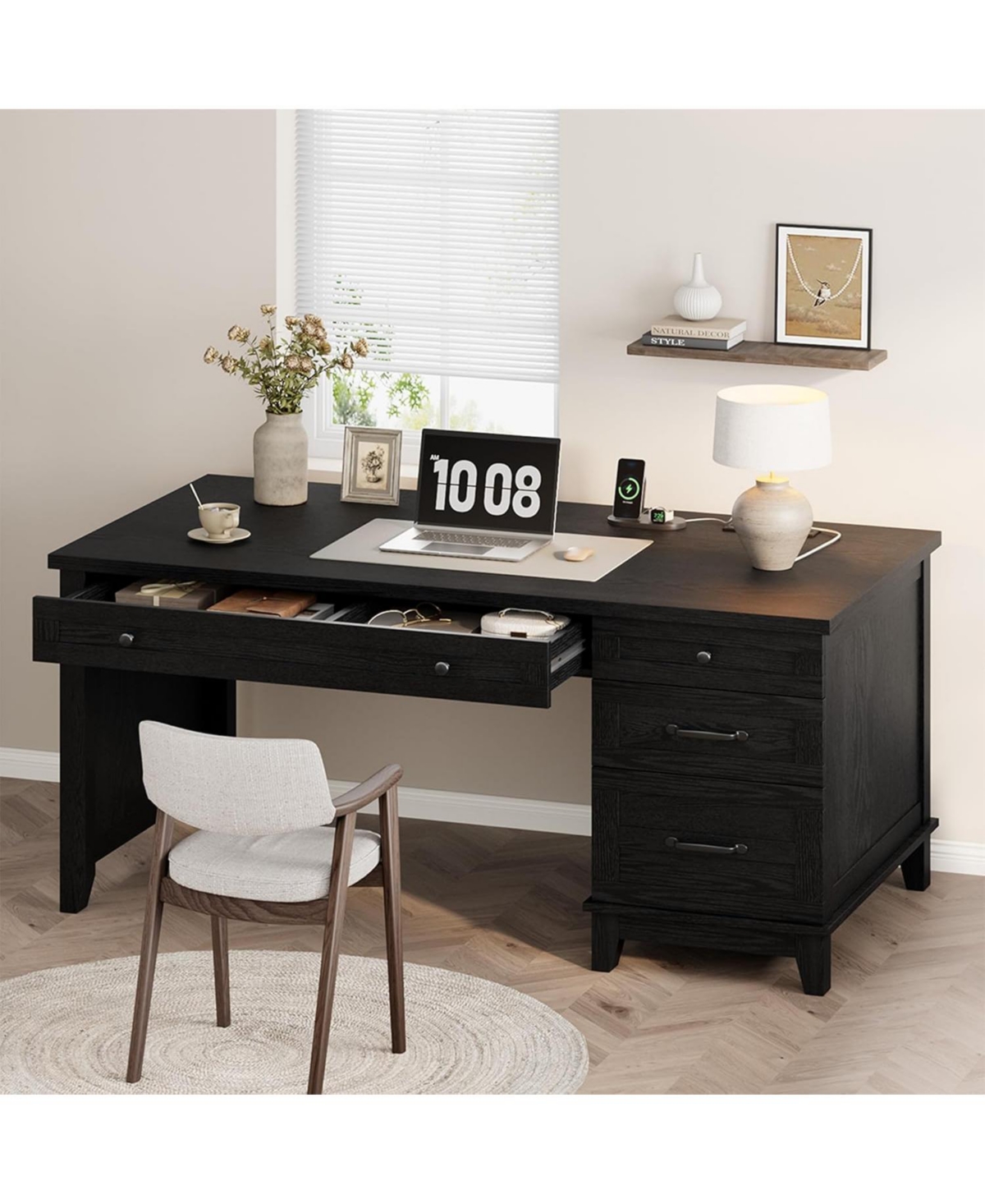 Click here for homfan Farmhouse Home Office Desk with File Cabine... prices
