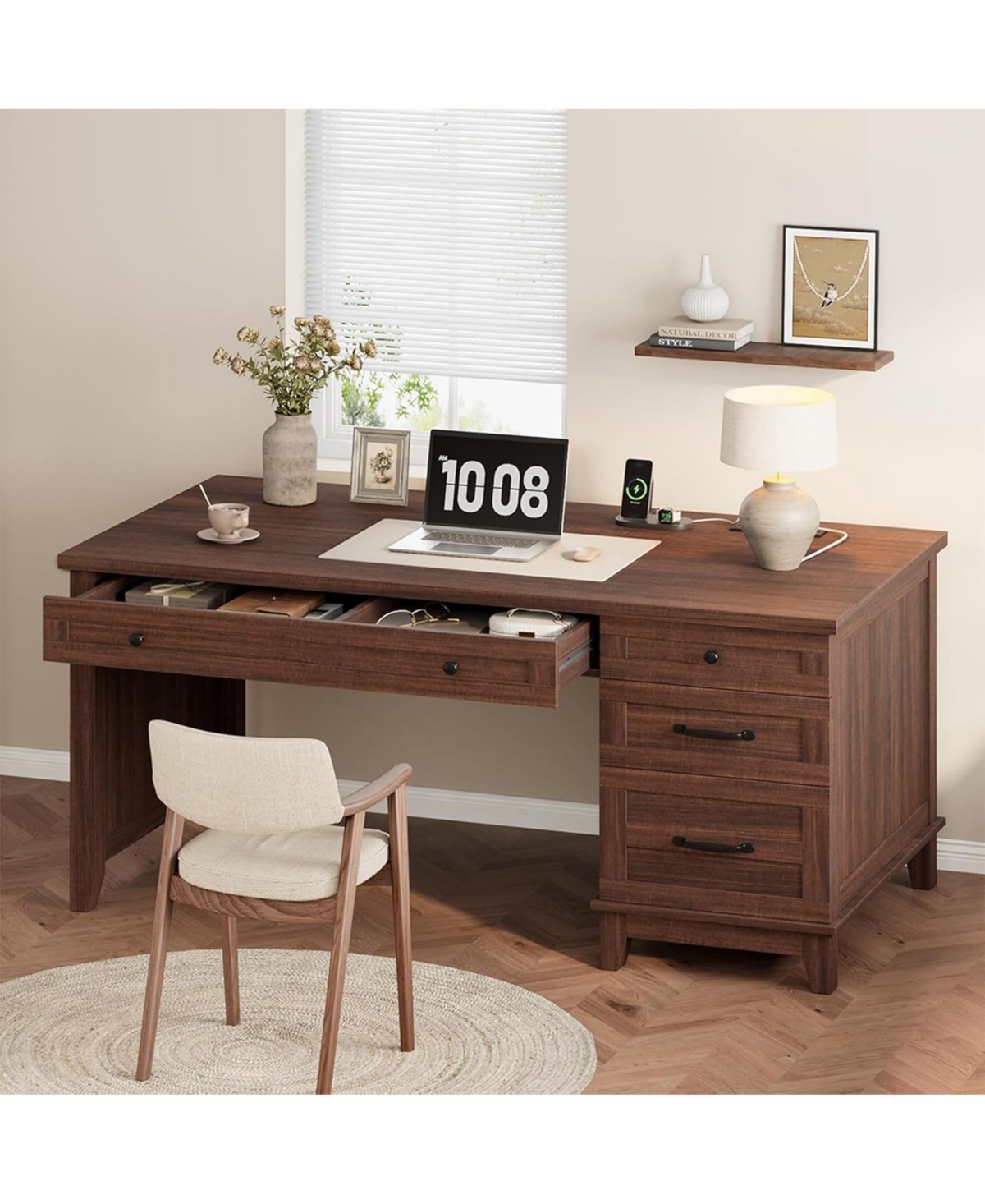 Click here for homfan Farmhouse Home Office Desk with File Cabine... prices