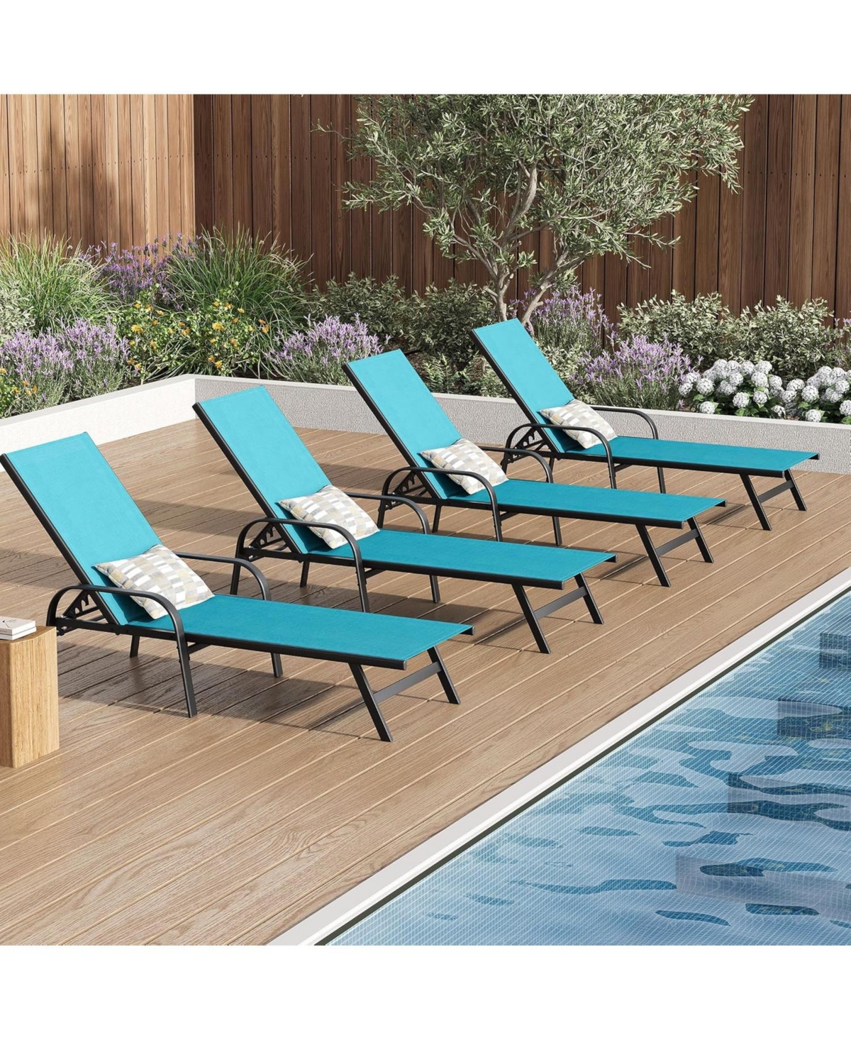 Click here for homfan Set of 4 Sky Blue Outdoor Lounge Chairs  Ad... prices