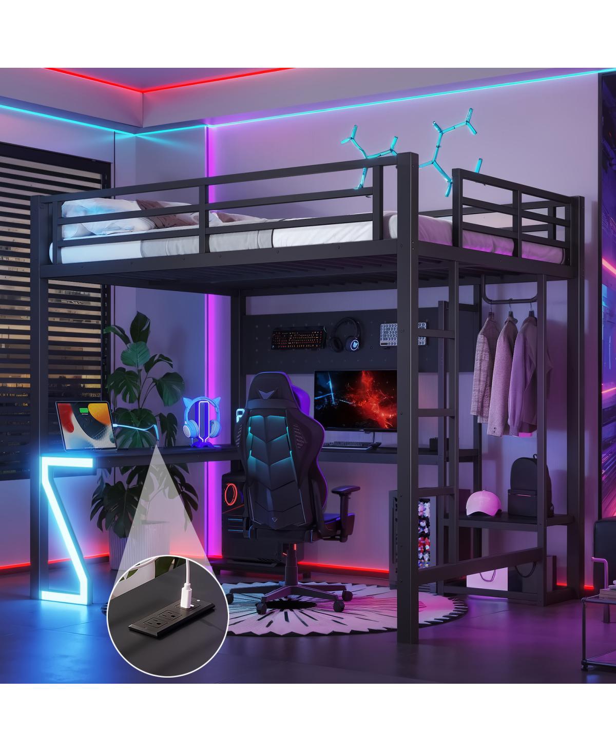 Click here for Streamdale Furniture Full Loft Bed with L-Shaped D... prices