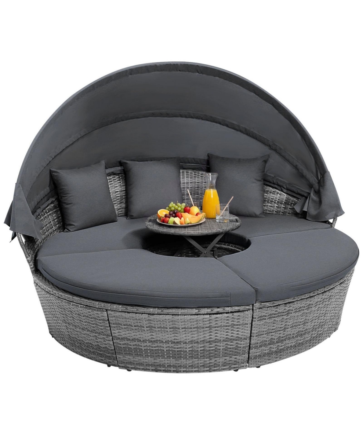 Click here for Sugift Outdoor Pe Wicker Round Daybed with Retract... prices