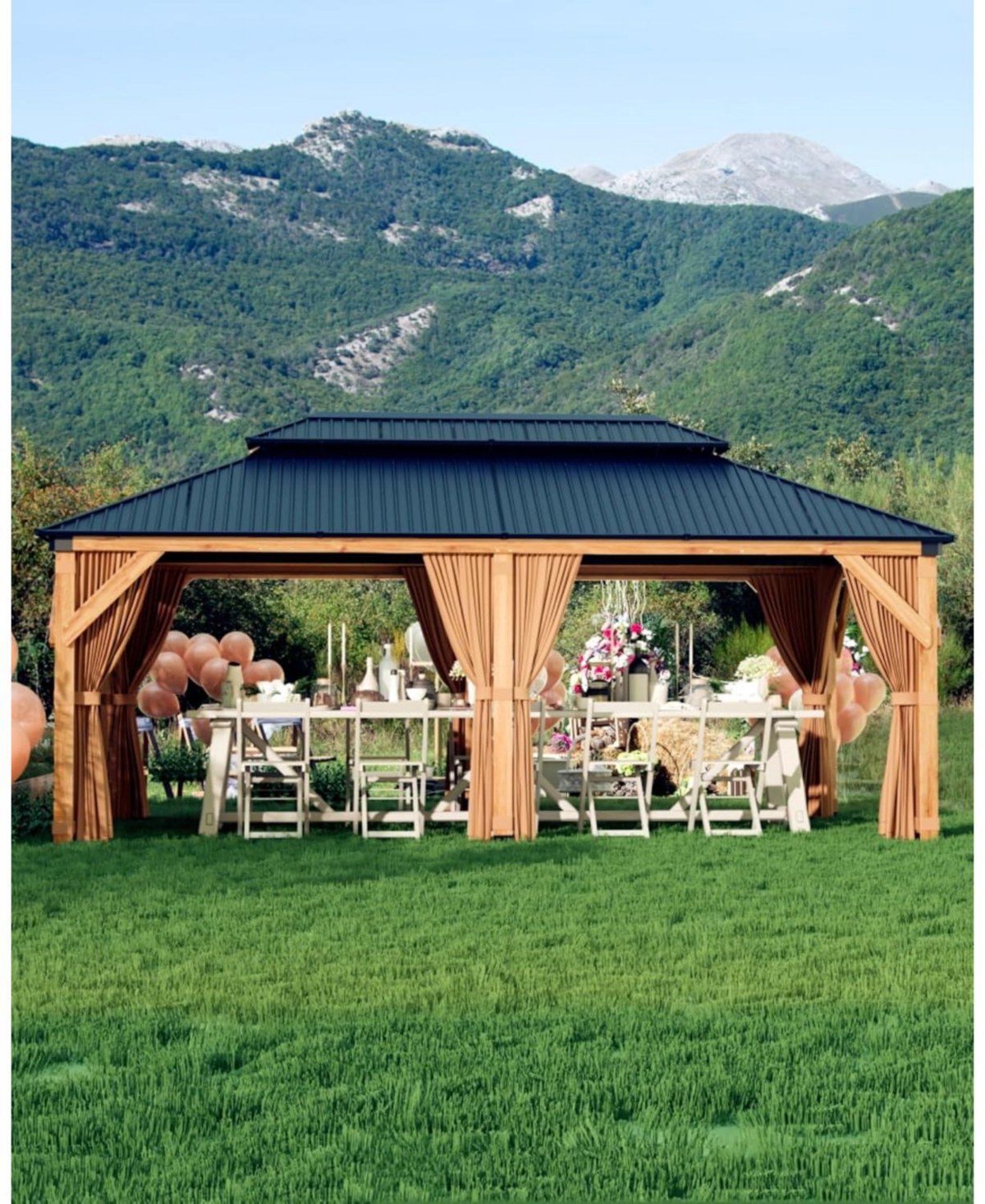 Click here for gaomon Hardtop Wood Gazebo for All Weather  with D... prices