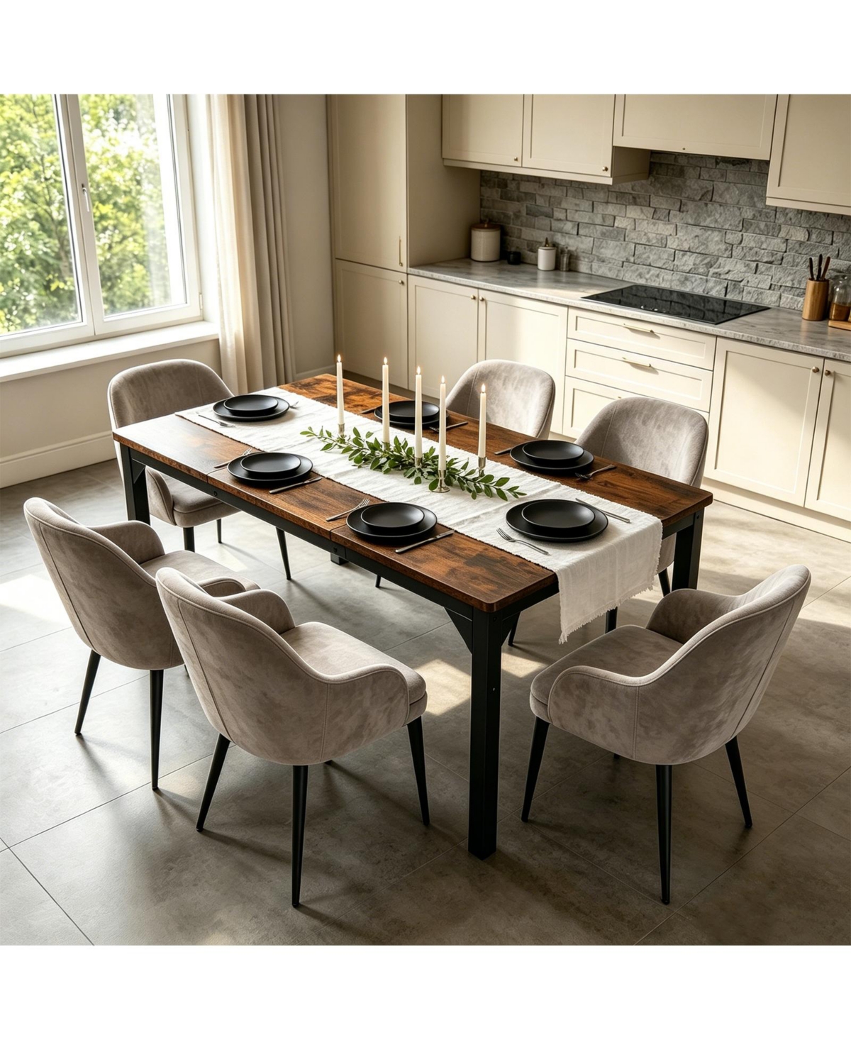 Click here for gaomon 71 Industrial Rectangular Dining Table Seat... prices