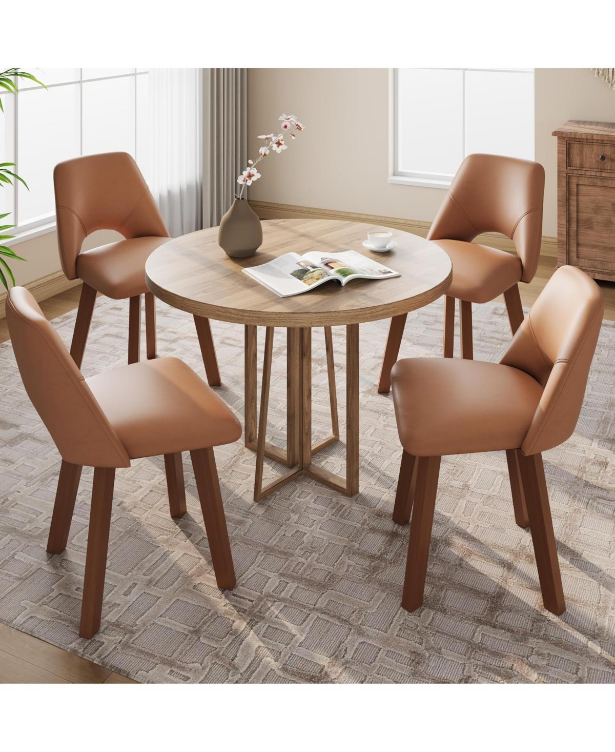 Click here for homfan Set of 4 Pu Leather Dining Chairs  Scratch-... prices