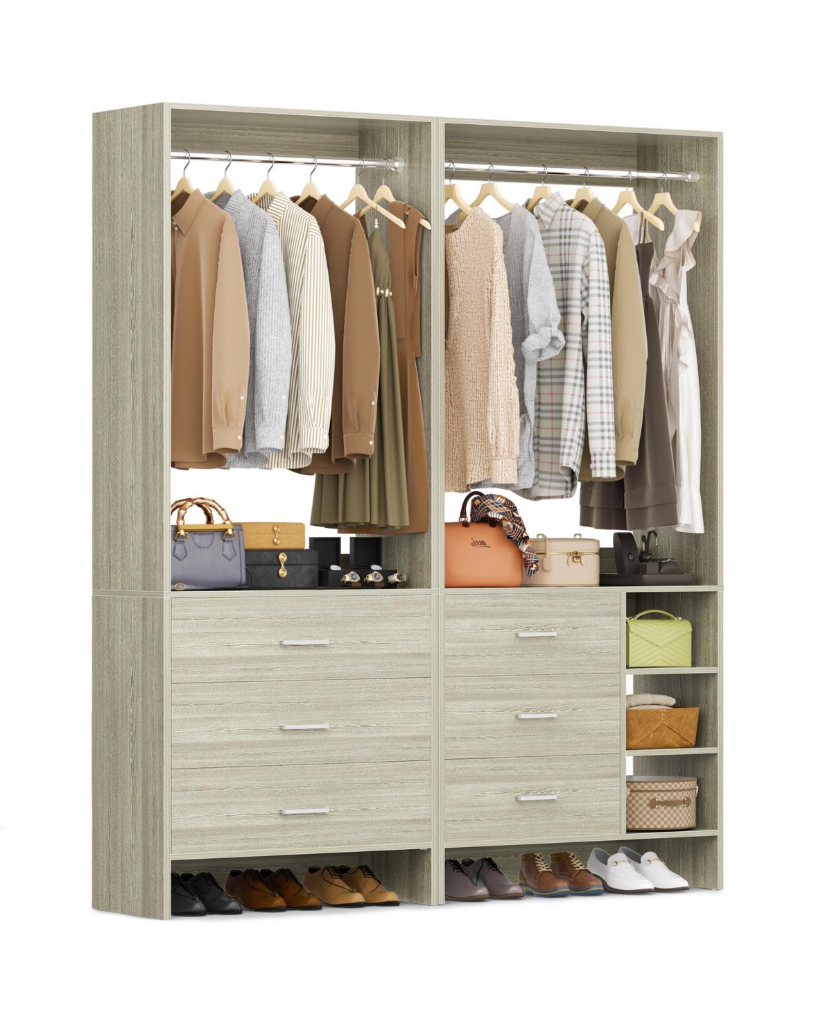 Click here for Aheaplus 54-In Closet System Set with Wood Drawers... prices