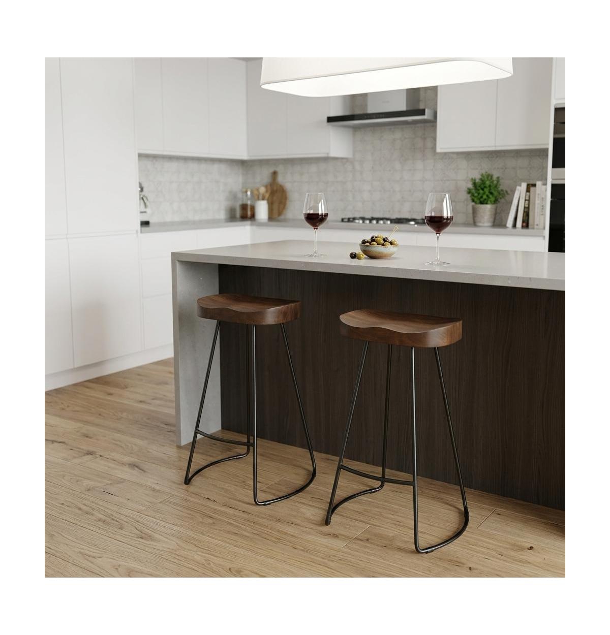 Click here for HomeRoots Set of Two 25 Solid Wood and Steel Backl... prices