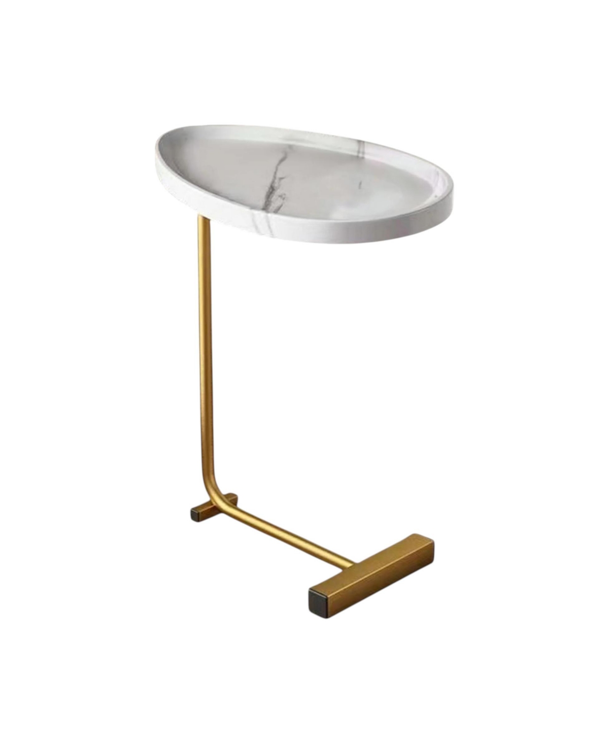 Click here for HomeRoots 24 Faux Marble and Metal Oval End Table... prices