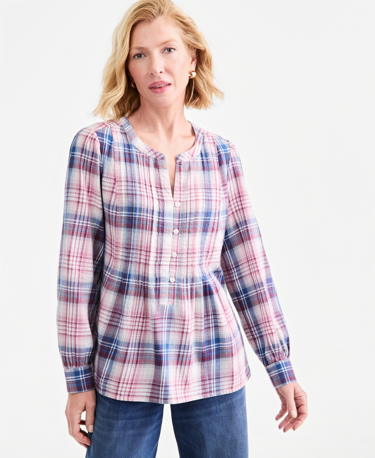 Click here for Style & Co Womens Cotton Plaid Femme Shirt  Macys... prices