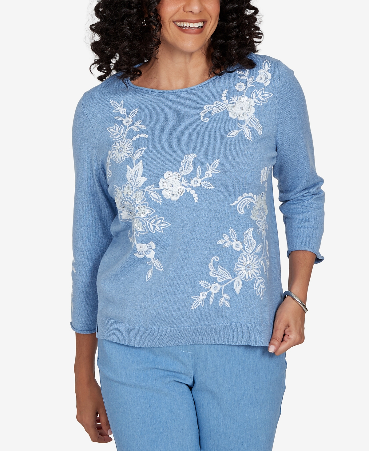 Click here for Alfred Dunner Womens Provence Lacey Floral Embroid... prices