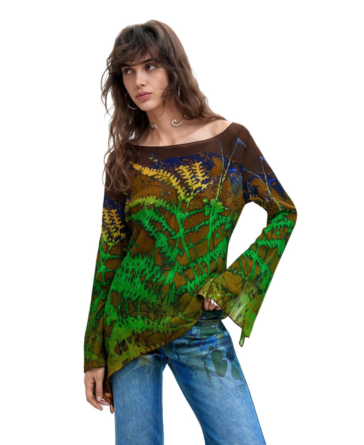 Click here for Desigual Womens Asymmetric Printed Blouse M. C. La... prices