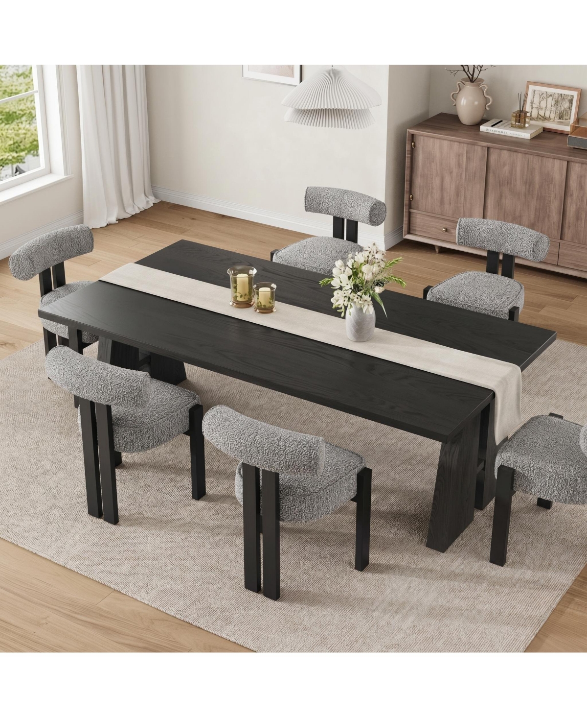Click here for homfan Modern Boucle Upholstered Dining Chairs Set... prices
