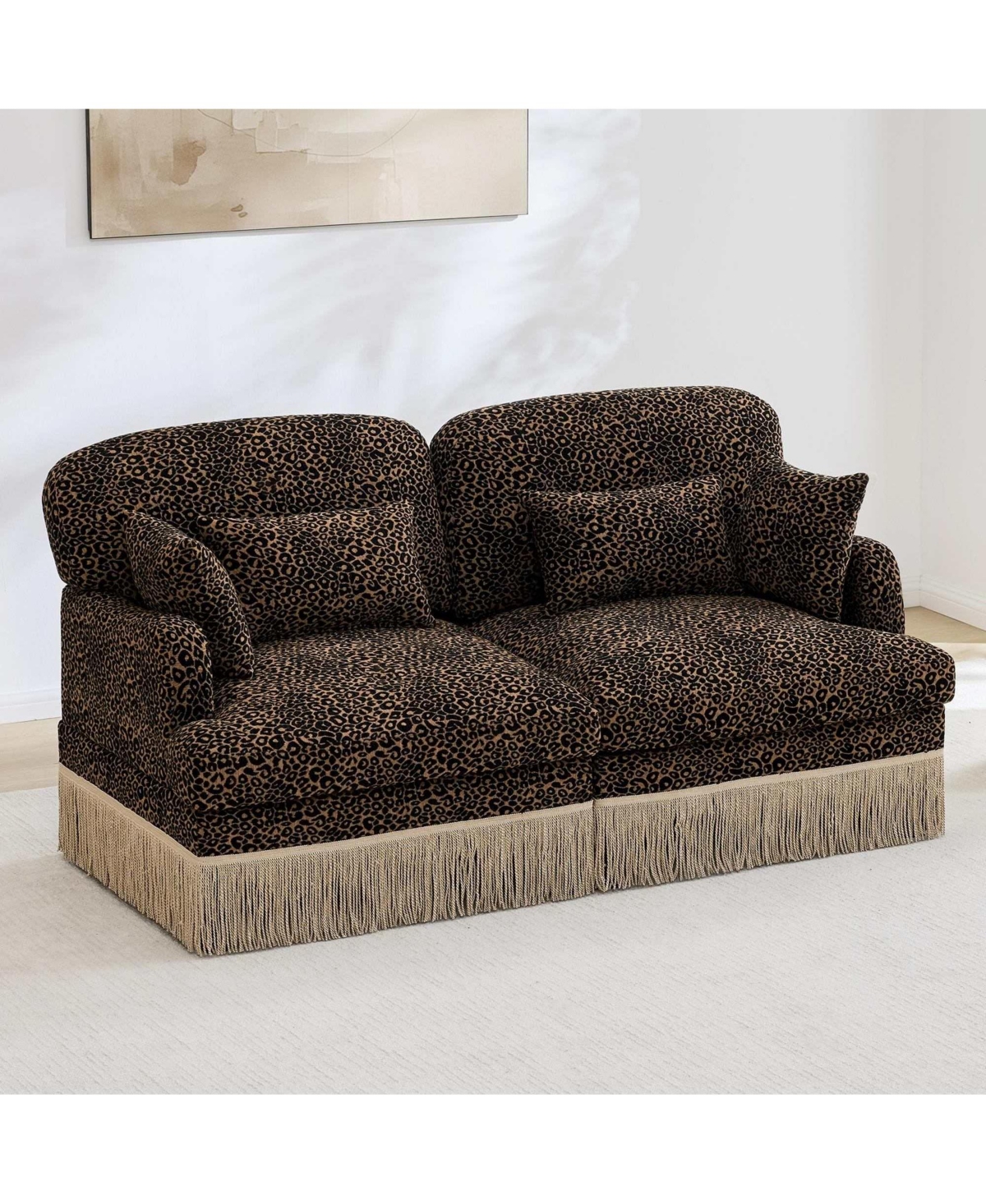 Click here for Maison Boucle Deep Seat Loveseat Couch  Leopard Pr... prices