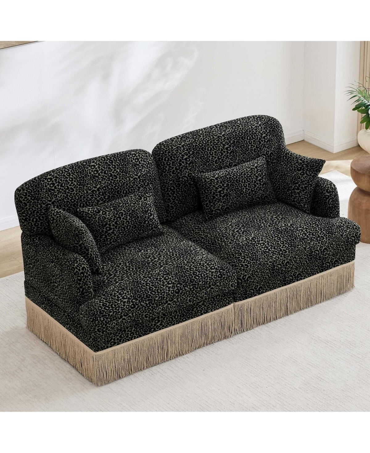 Click here for Maison Boucle Deep Seat Loveseat Couch  Leopard Pr... prices