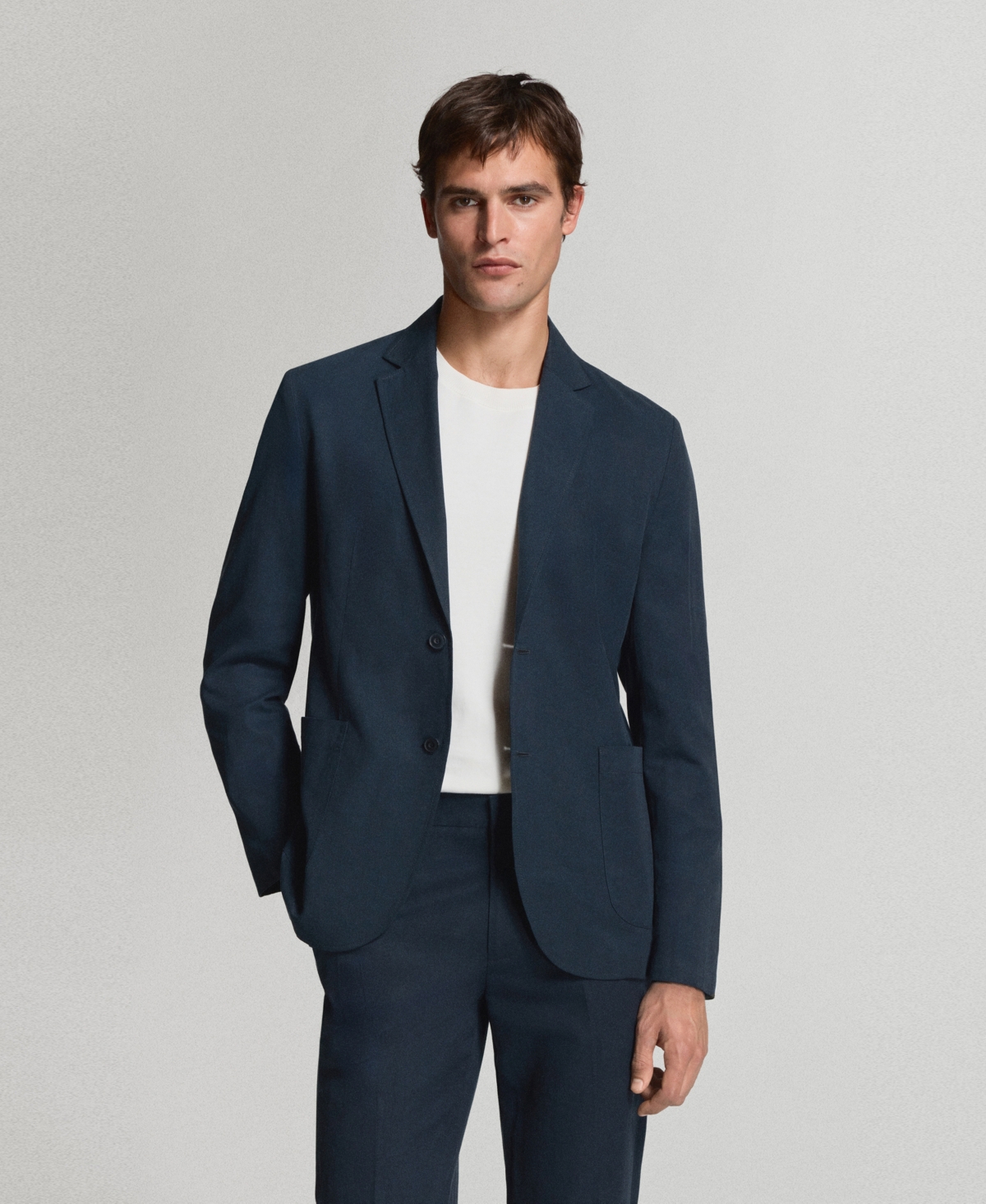 Click here for Mango Mens Slim-Fit Linen-Lyocell Blend Suit Blaze... prices