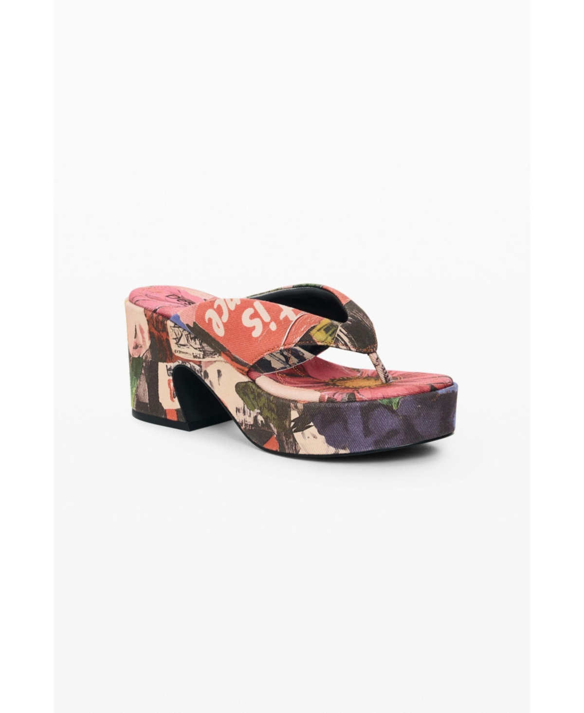 Click here for Desigual Womens Printed platform sandal - Bright o... prices
