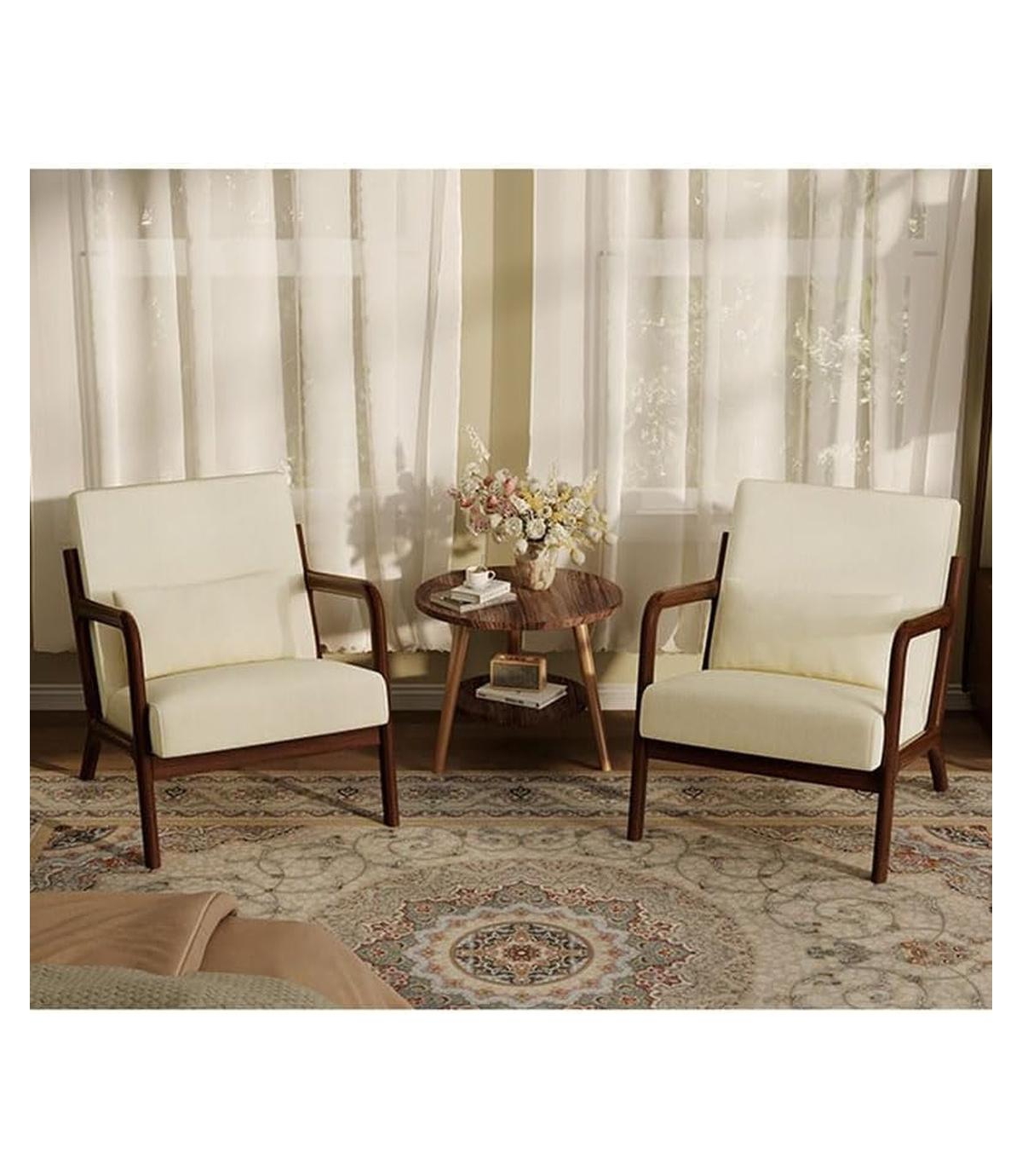 Click here for homfan Set of 2 Chenille Accent Chairs - Mid-Centu... prices