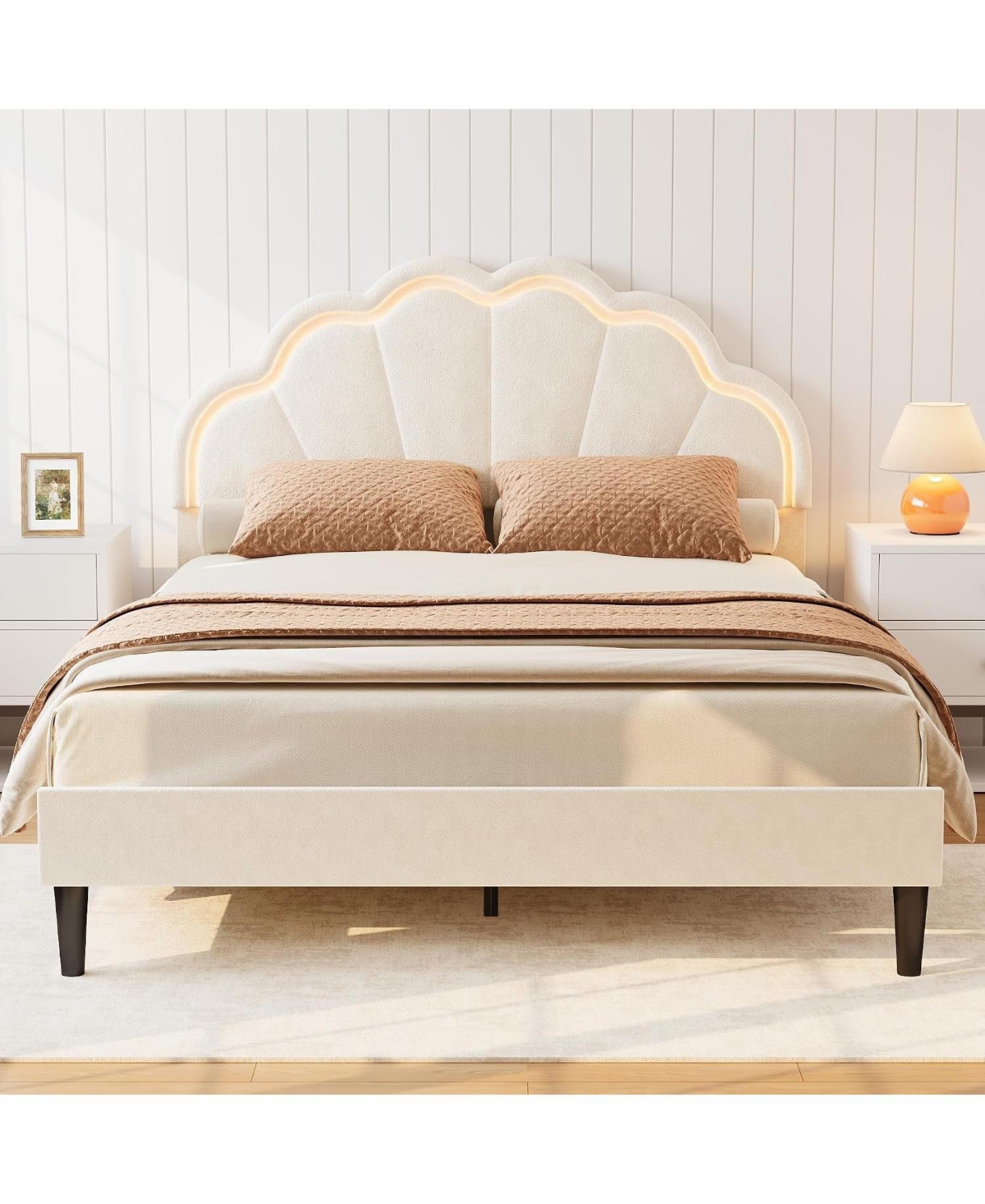 Click here for homfan Queen Bed Frame - Velvet Platform Bed with... prices