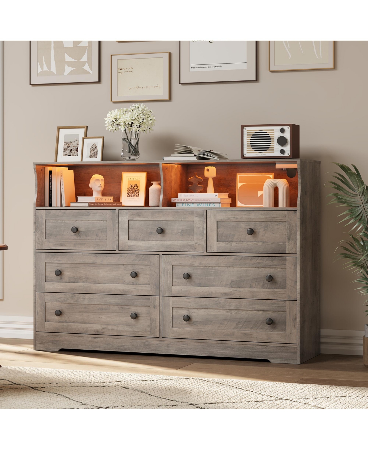 Click here for homfan 7-Drawer Wooden Dresser with Usb Charging S... prices