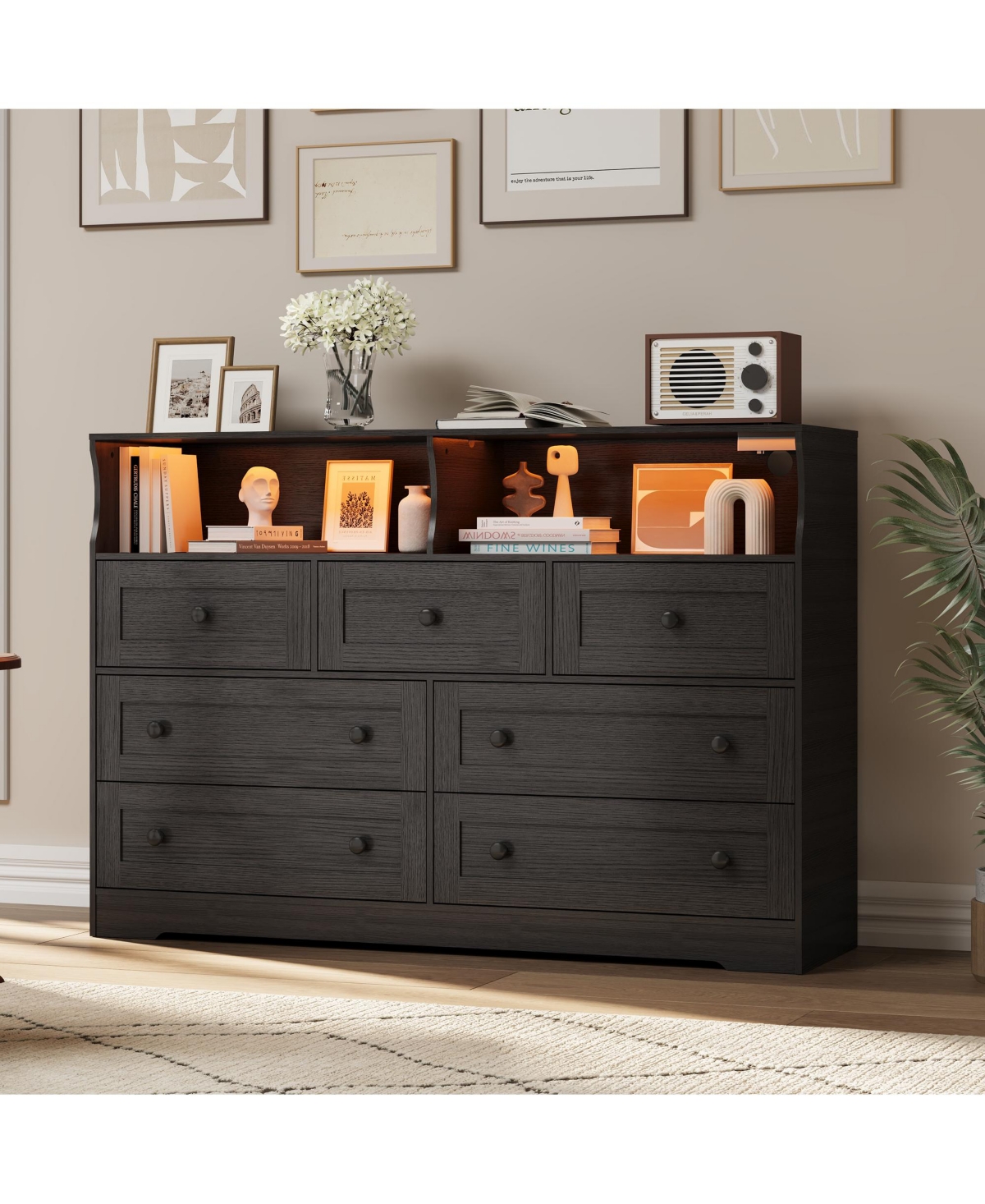 Click here for homfan 7-Drawer Wooden Dresser with Usb Charging S... prices