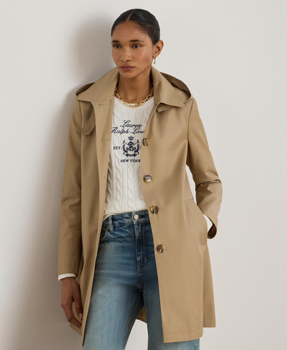 Click here for Lauren Ralph Lauren Womens Hooded A-Line Raincoat... prices