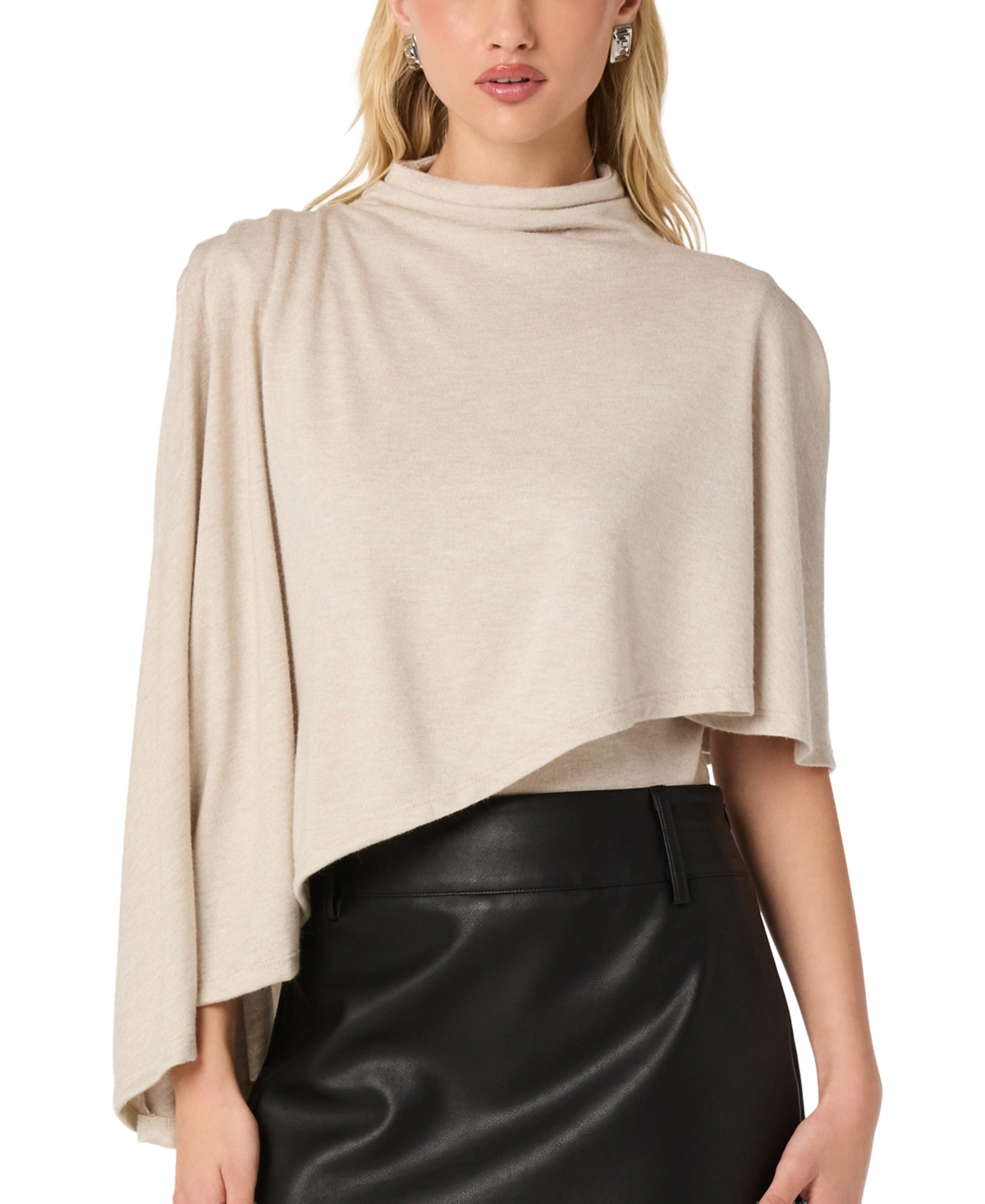 Click here for Astr the Label Womens Mock Neck Asymmetrical Knit... prices